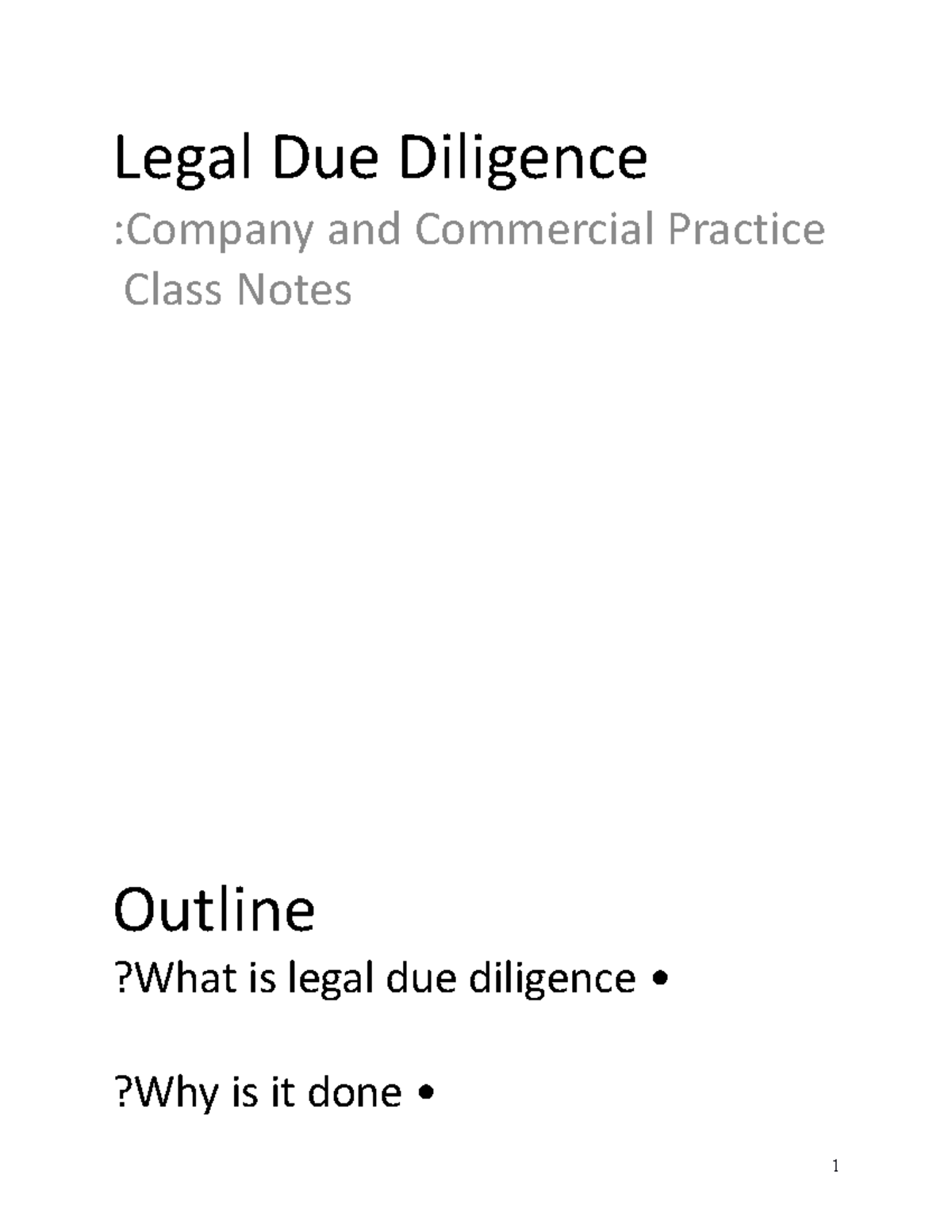 Legal Due Diligence 2 - Law course - Legal Due Diligence : Company and ...