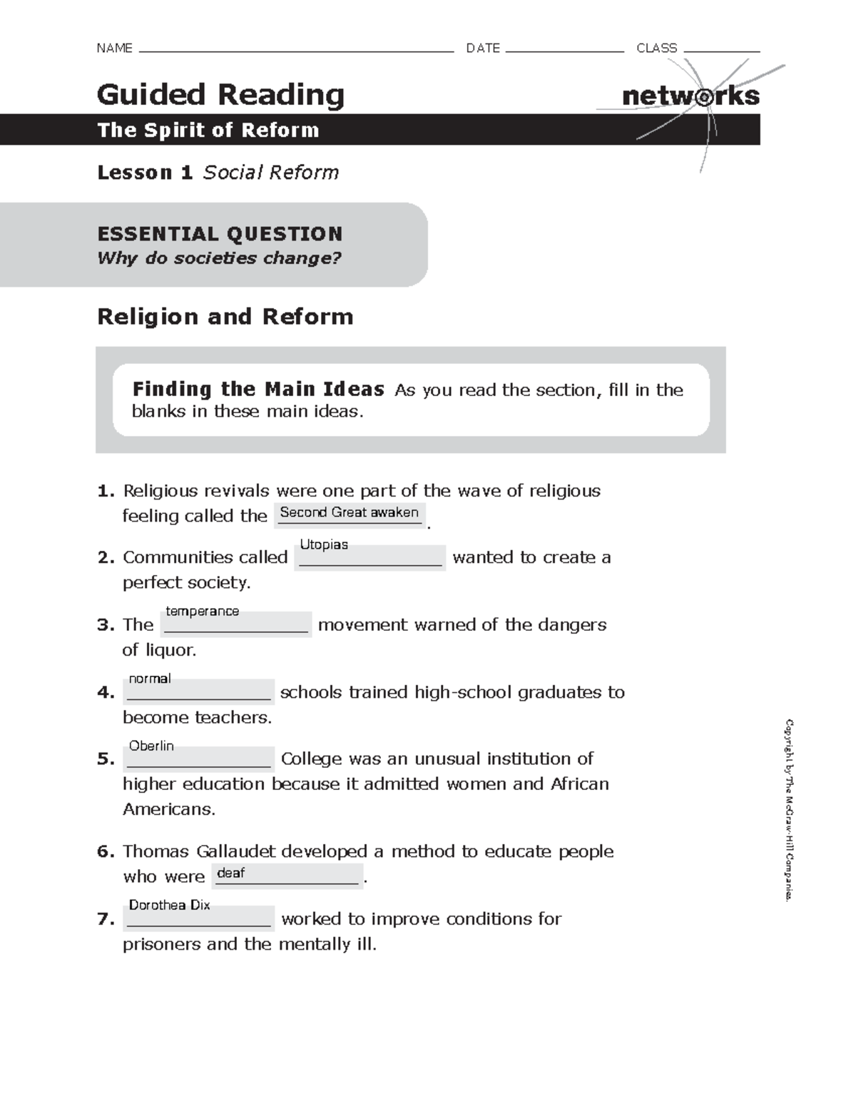 Chapter 15 Lesson 1 Guided Notes - Copyright by The McGraw-Hill ...
