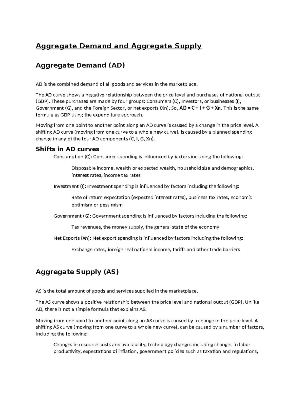 Aggregate Demand and Aggregate Supply - Aggregate Demand and Aggregate ...