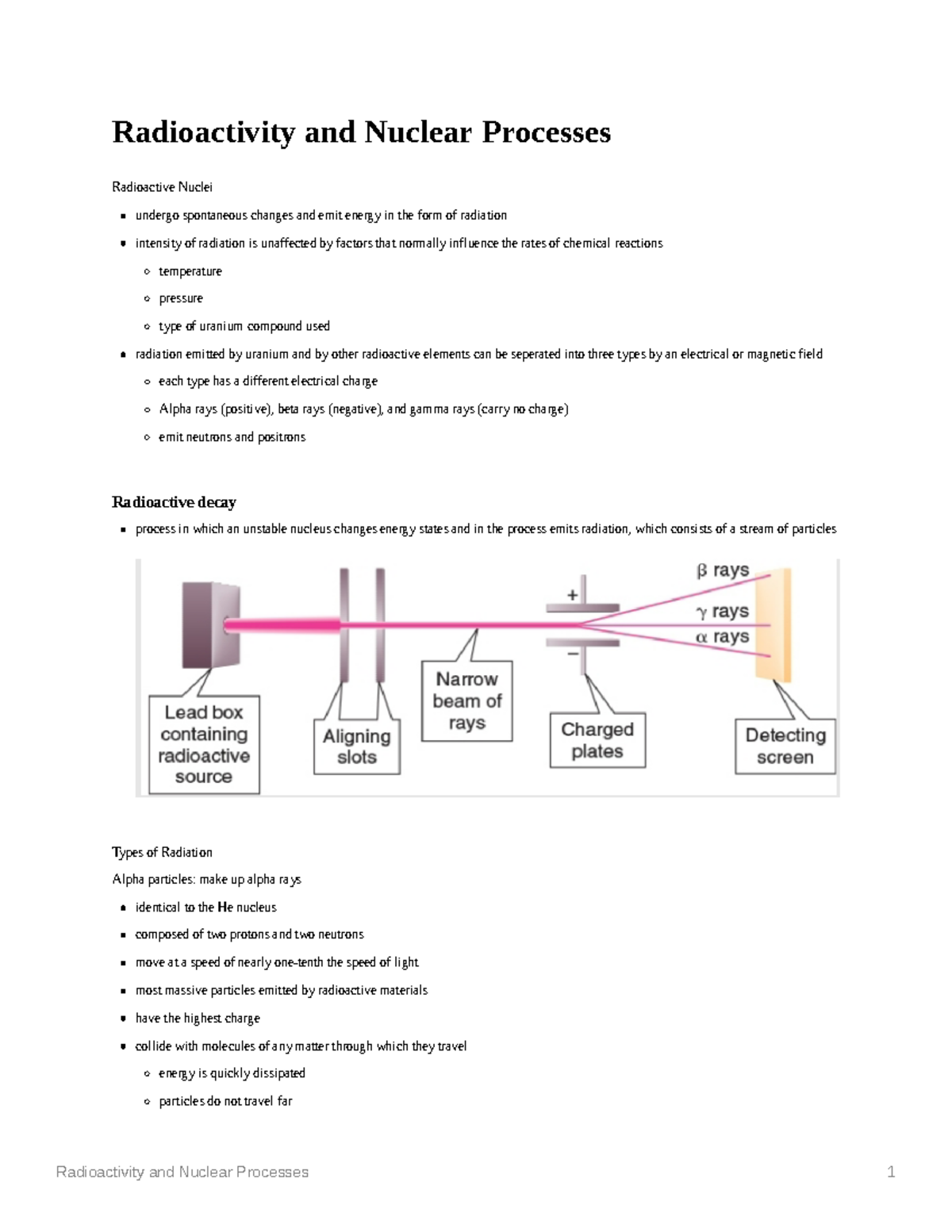 Radioactivity and Nuclear Processes - CHEM 105 - Studocu
