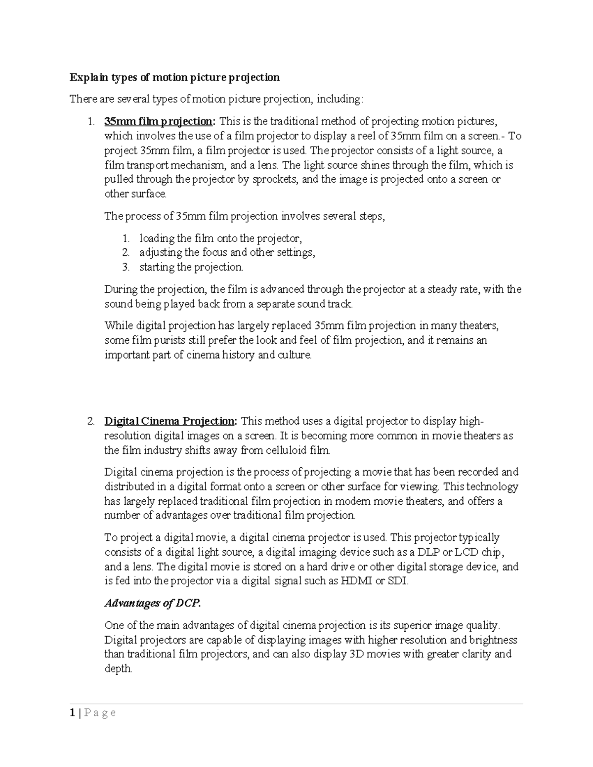 Education TECH - Explain types of motion picture projection There are ...