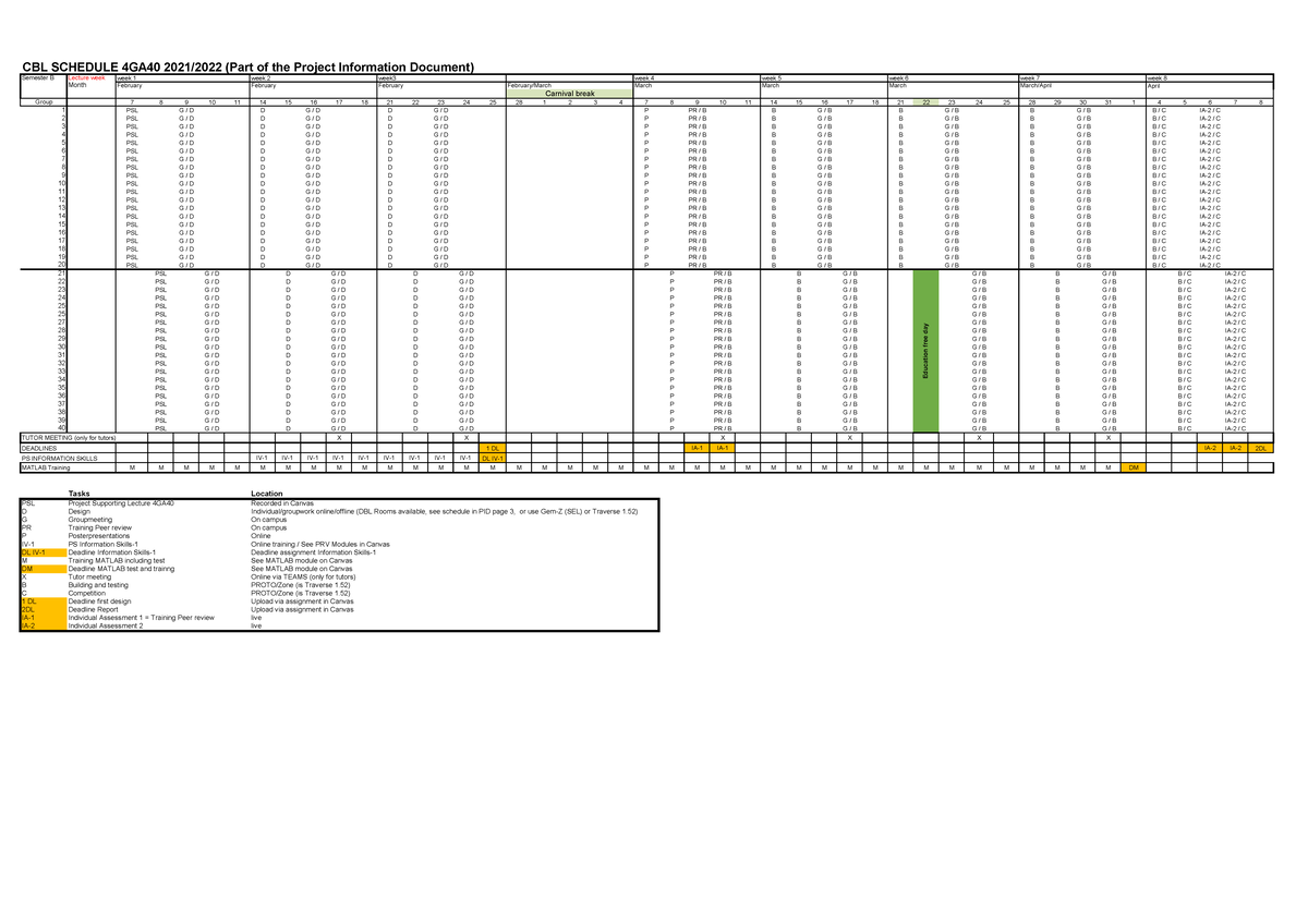 CBL Multiped robot Schedule 4GA40 2021-2022 - CBL SCHEDULE 4GA40 2021/ ...