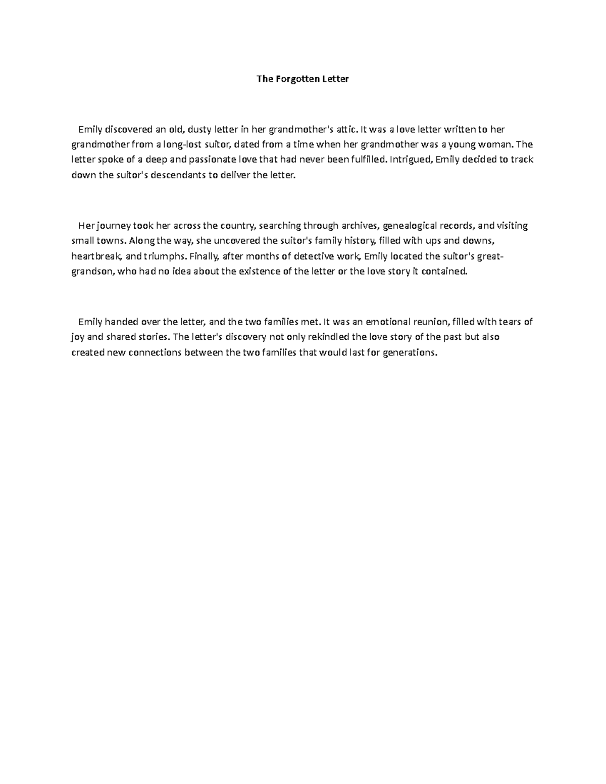 The Forgotten Letter - The Forgotten Letter Emily discovered an old ...