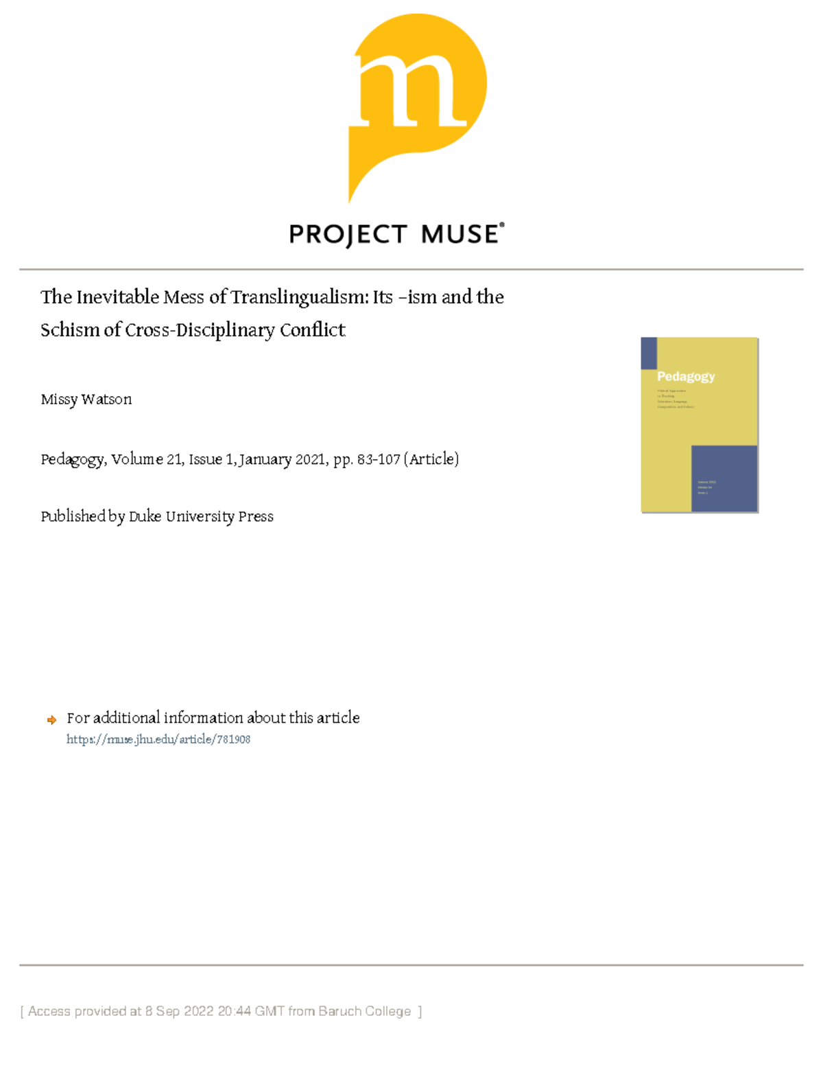 Watson-2021 understanding about translingualism - The Inevitable Mess ...