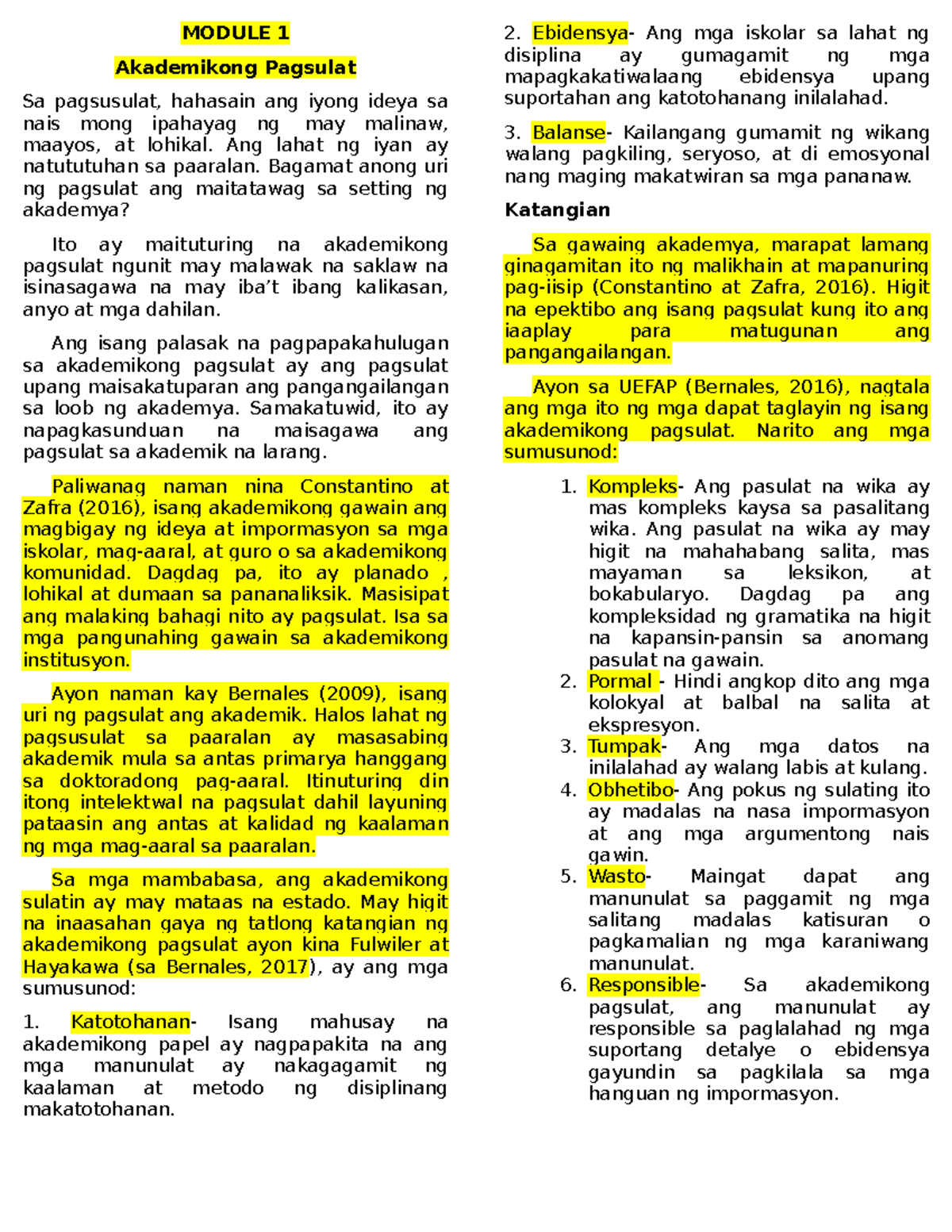 Filipino Module 1-8 - wfwgr - MODULE 1 Akademikong Pagsulat Sa ...