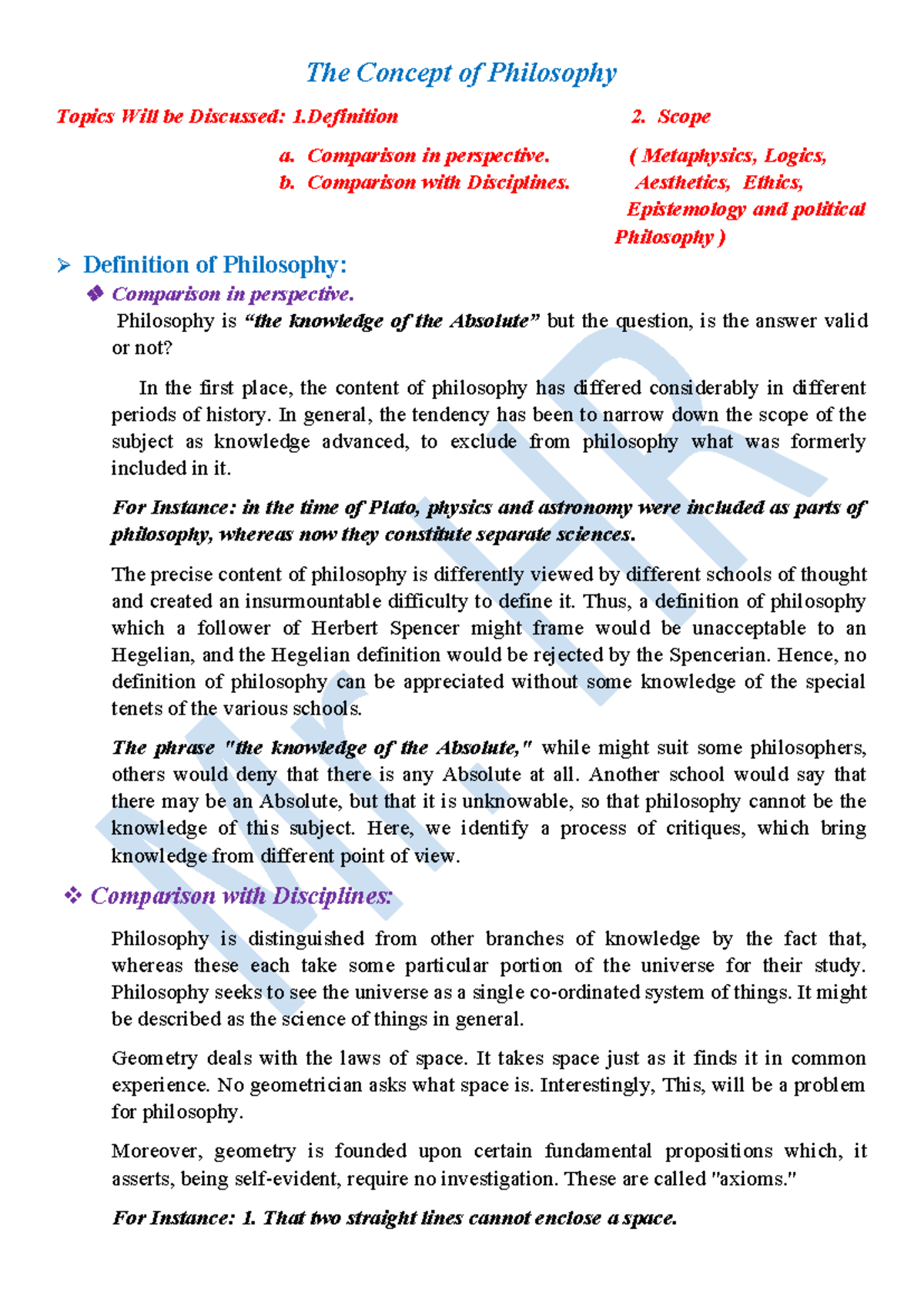 The Concept of Philosophy. - The Concept of Philosophy Topics Will be ...