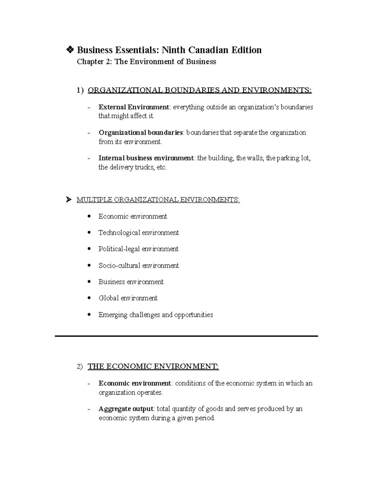Business Essentials Chapter 2 Full Summary - Business Essentials: Ninth ...