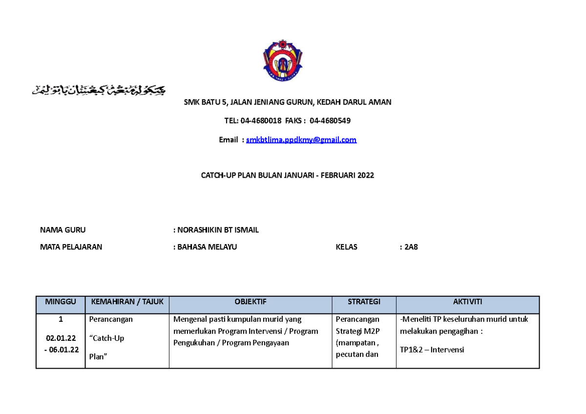 BM 2A8 - ASAS - SMK BATU 5, JALAN JENIANG GURUN, KEDAH DARUL AMAN TEL ...
