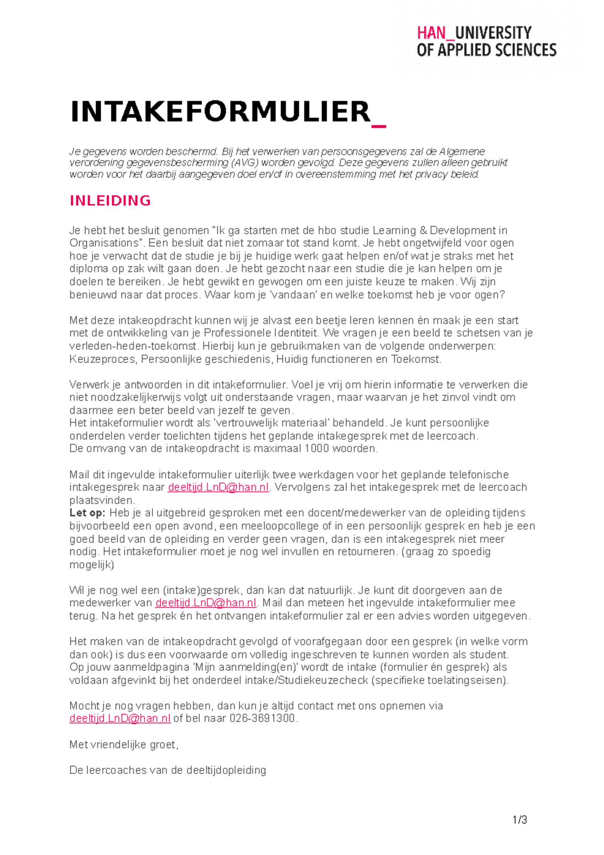 Intakeformulier Ln D - Informatie - INTAKEFORMULIER_ Je gegevens worden ...