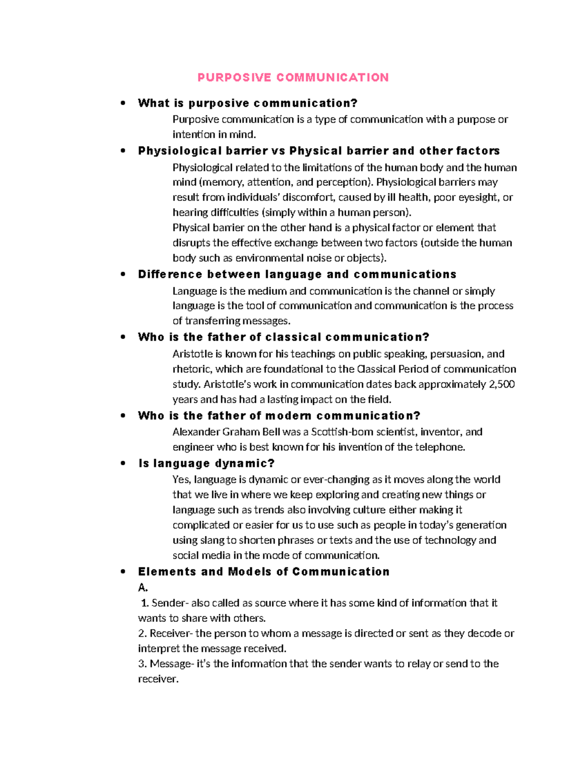 Purposive Communication Notes - PURPOSIVE COMMUNICATION What is ...