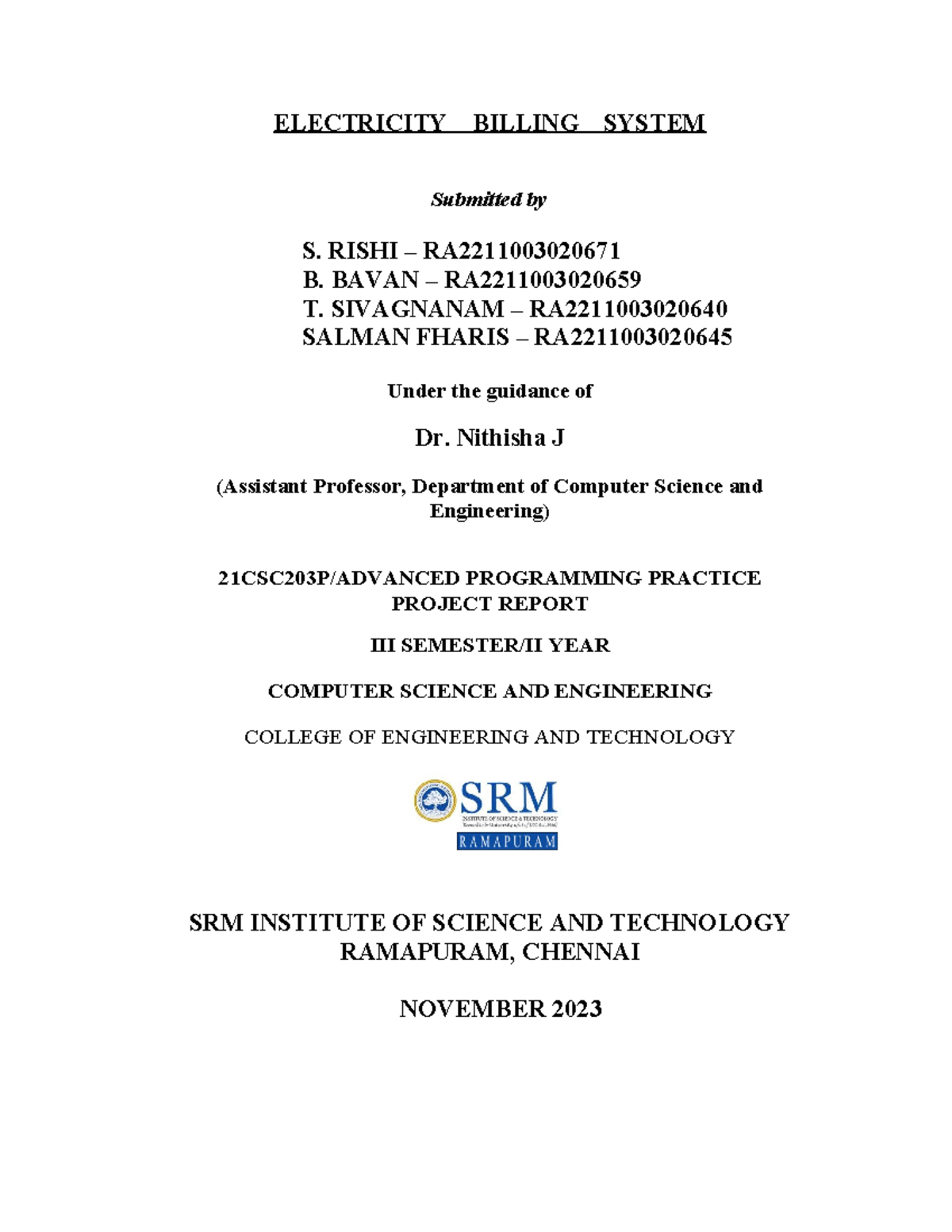 Electricity Billing System - ELECTRICITY BILLING SYSTEM Submitted by S ...