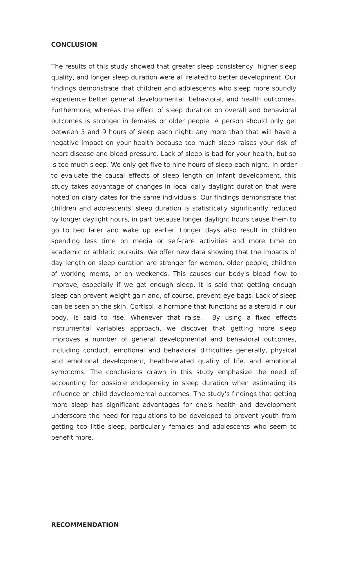 Conclusion and Recommendation - CONCLUSION The results of this study ...