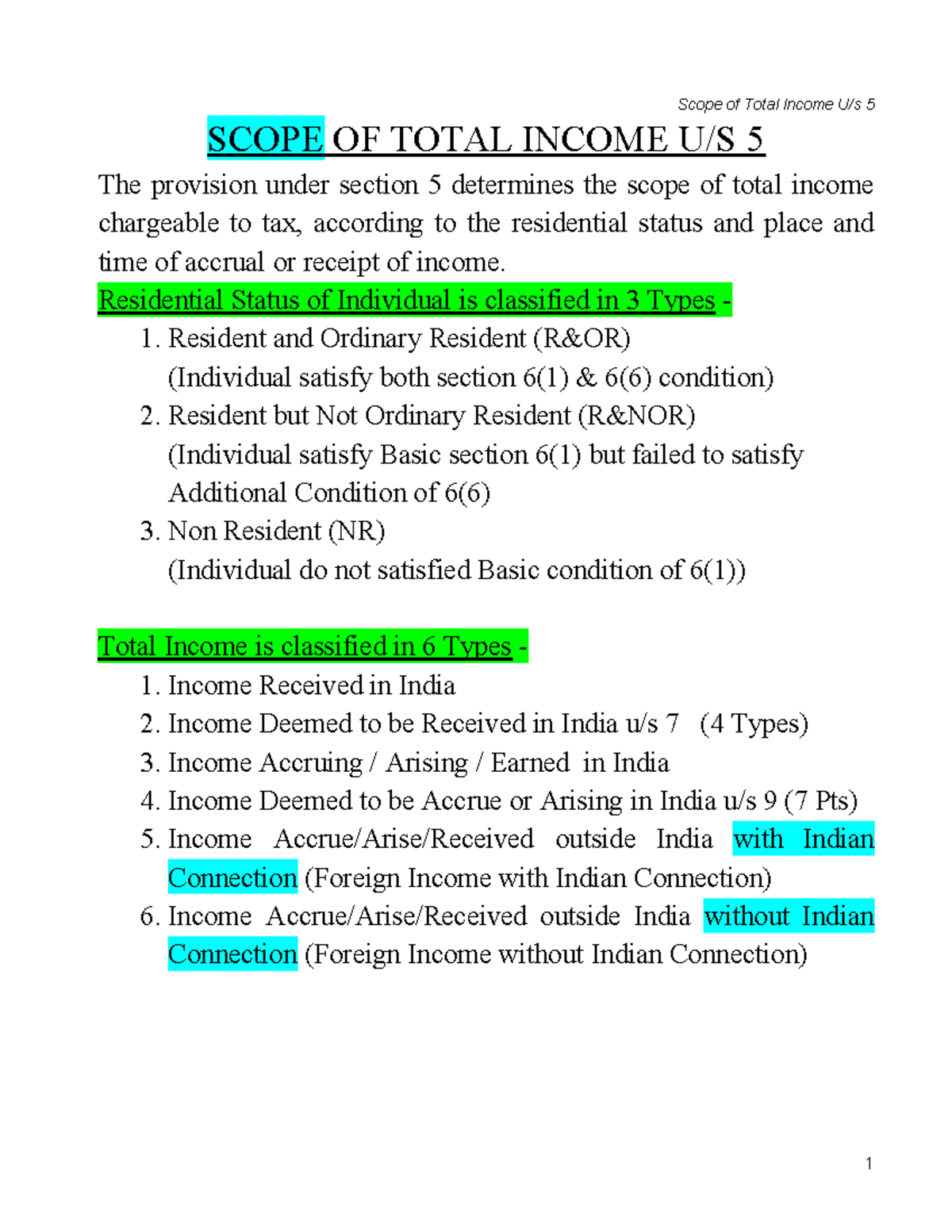 Chapter 3- Scope of Total Income U-S 5 - Scope of Total Income U/s 5 ...