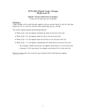HW4 - homework spring term - ECE-200 Digital Logic Design Homework 4 Problem 1 (5pts) Directly ...