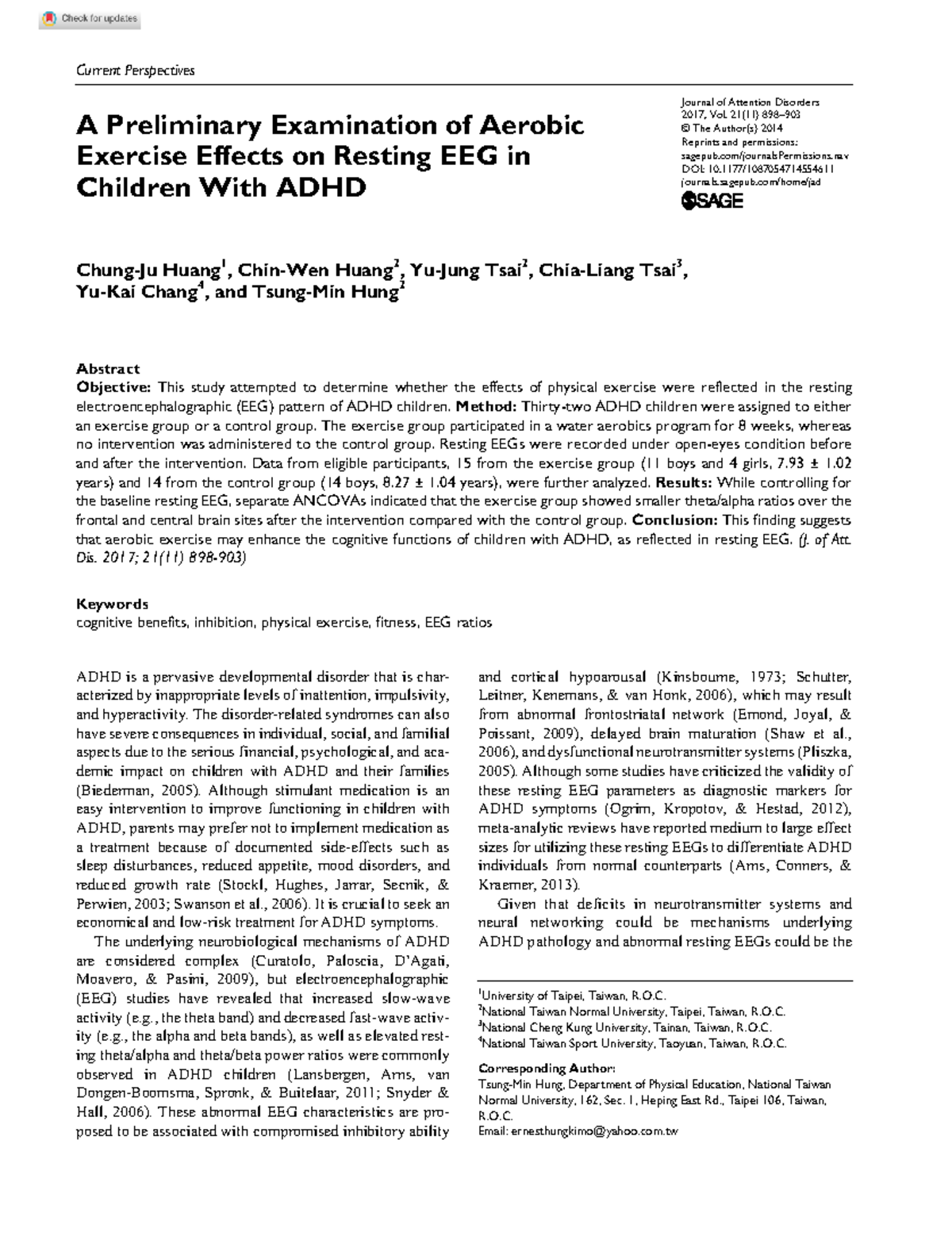 Huang et al 2017 - Reading - doi/10.1177/ Journal of Attention ...
