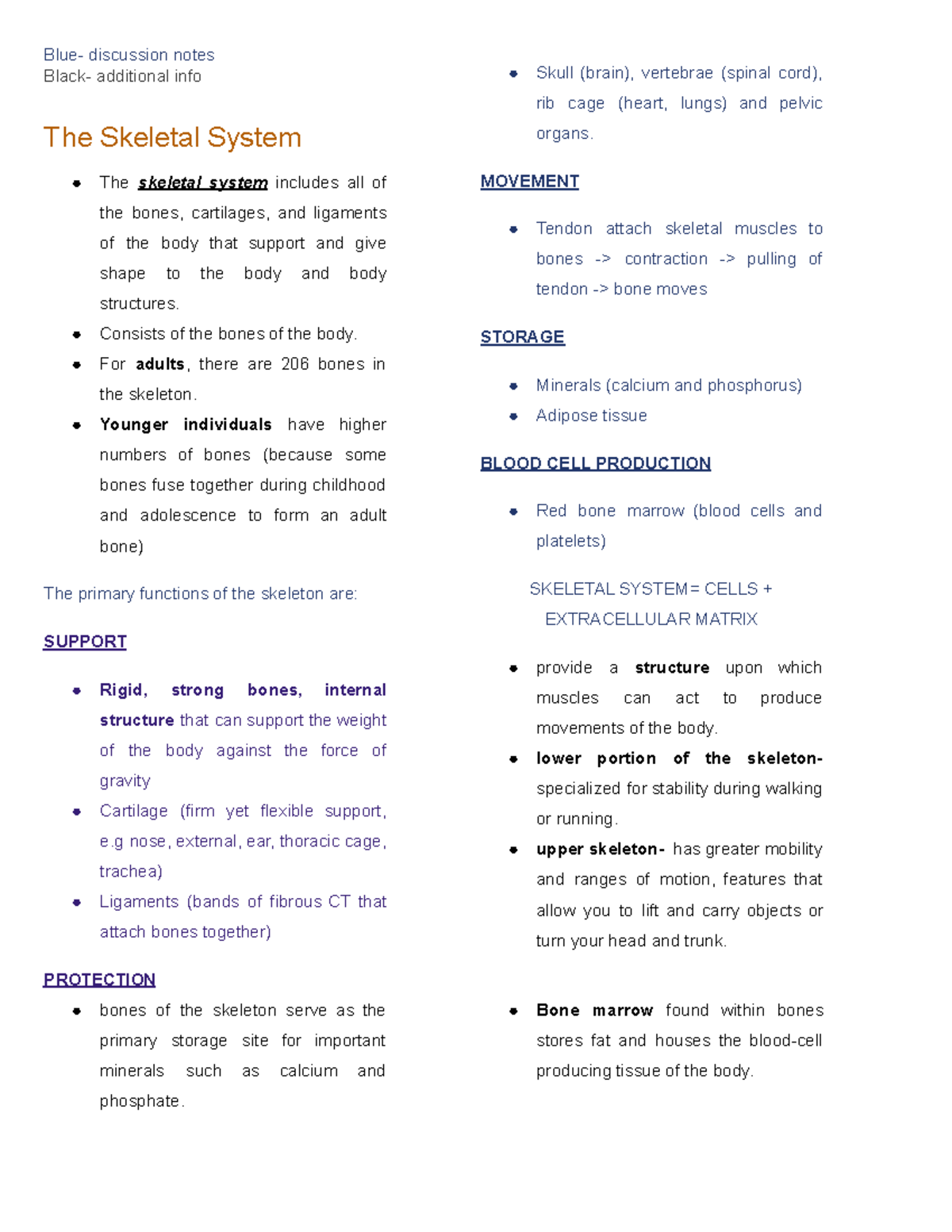 Skeletal System notes - Under Dr. Sotes, based on the book, video ...