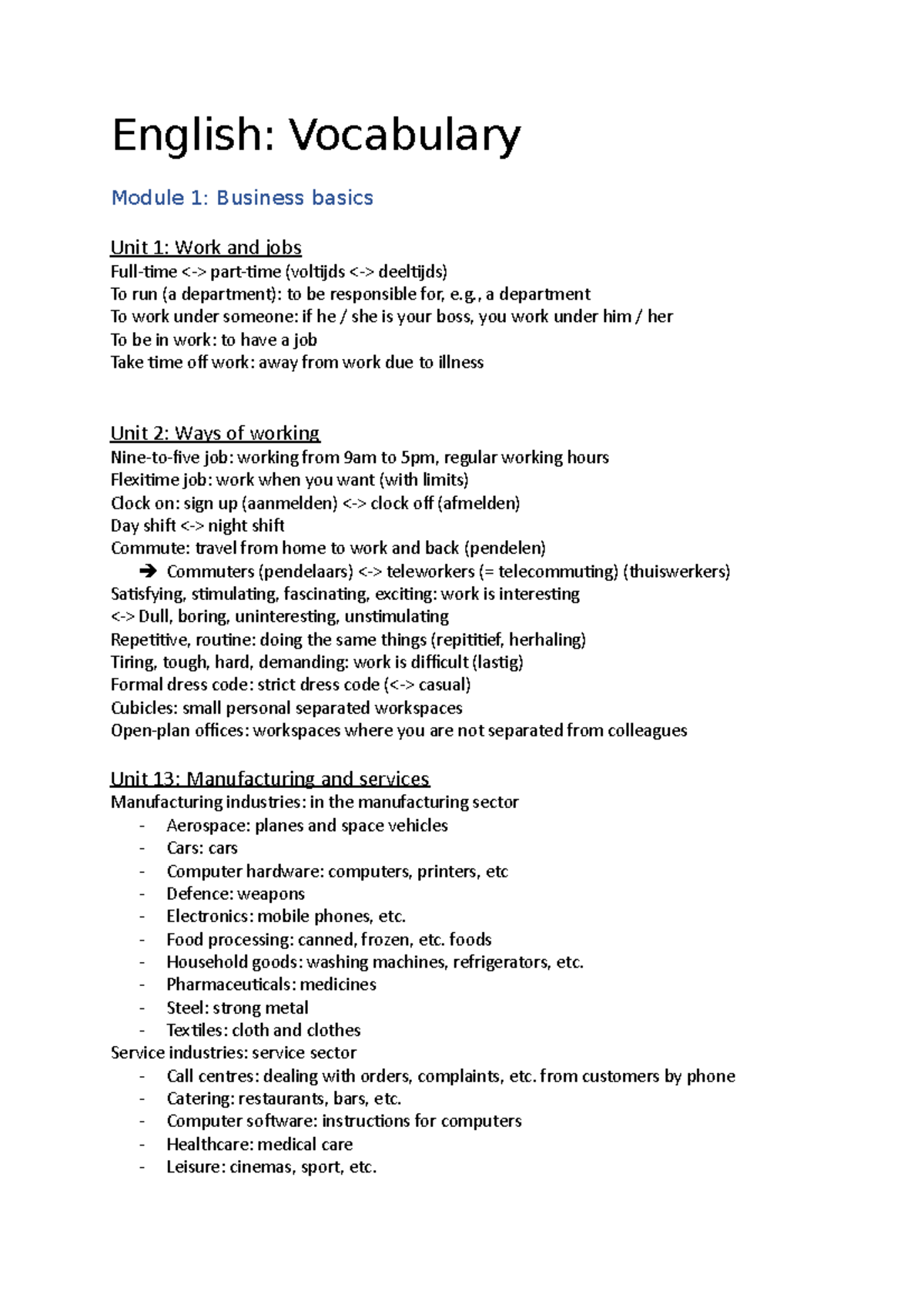 English-vocabulary - english - English: Vocabulary Module 1: Business ...