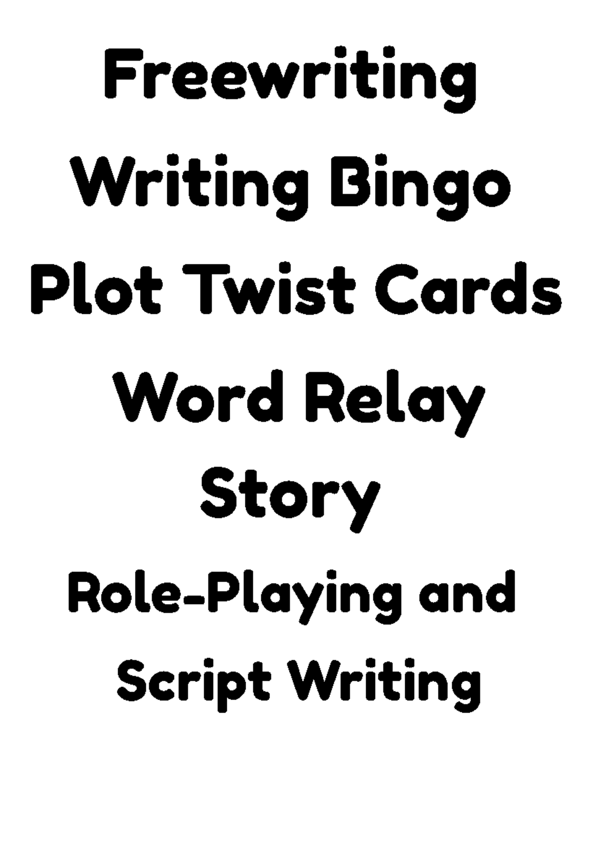 Freewriting - Education - Freewriting Writing Bingo Plot Twist Cards ...