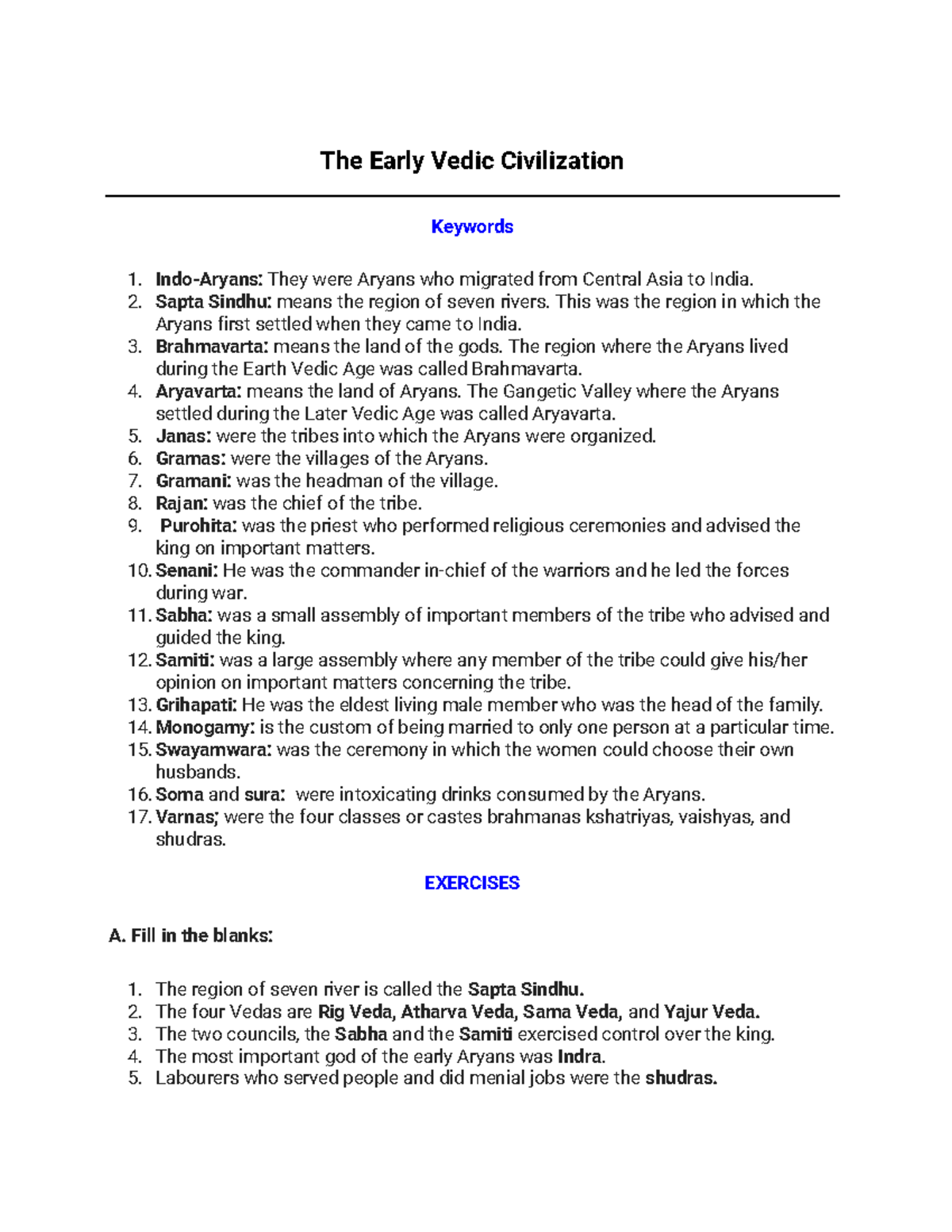 The Early Vedic Civilization - ncertbooksolutions The Early Vedic ...