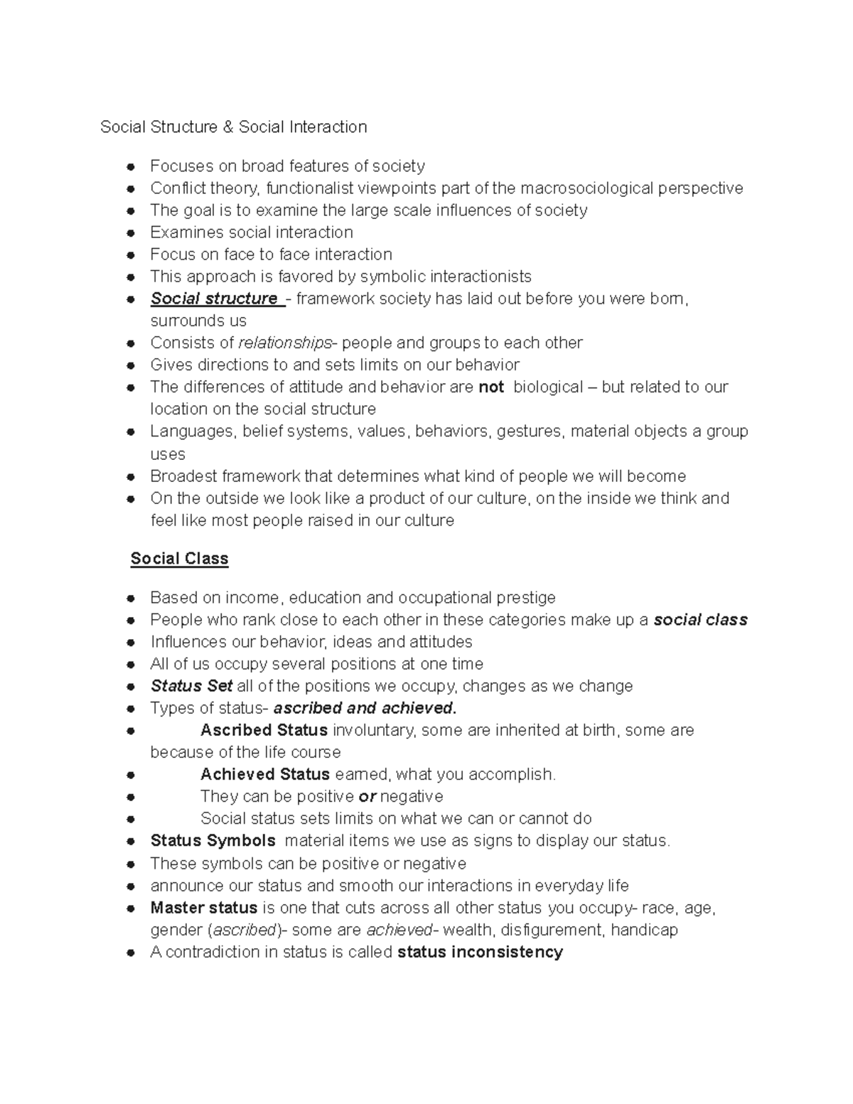 Sociology 4 - Social Structure and Interaction - Social Structure ...