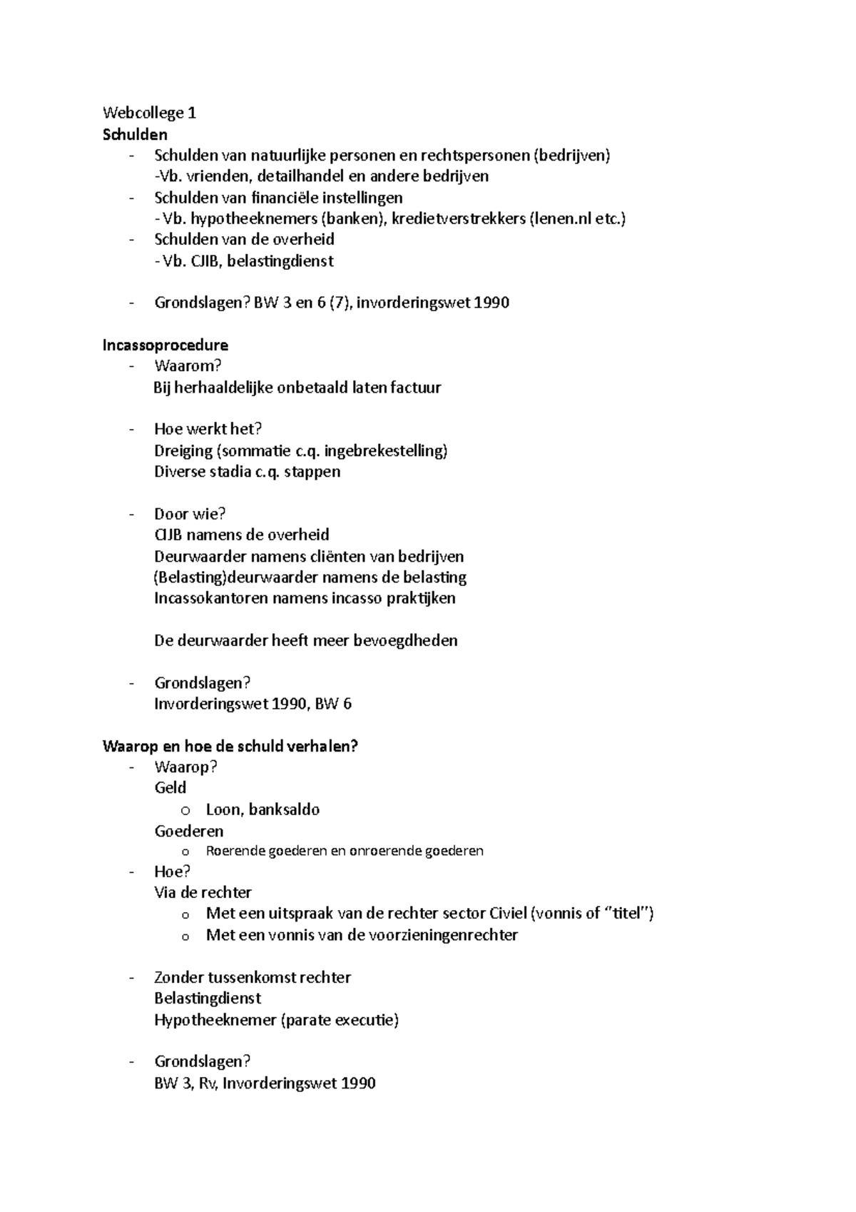Webcollege 1 Schulden en Recht - Webcollege 1 Schulden - Schulden van ...