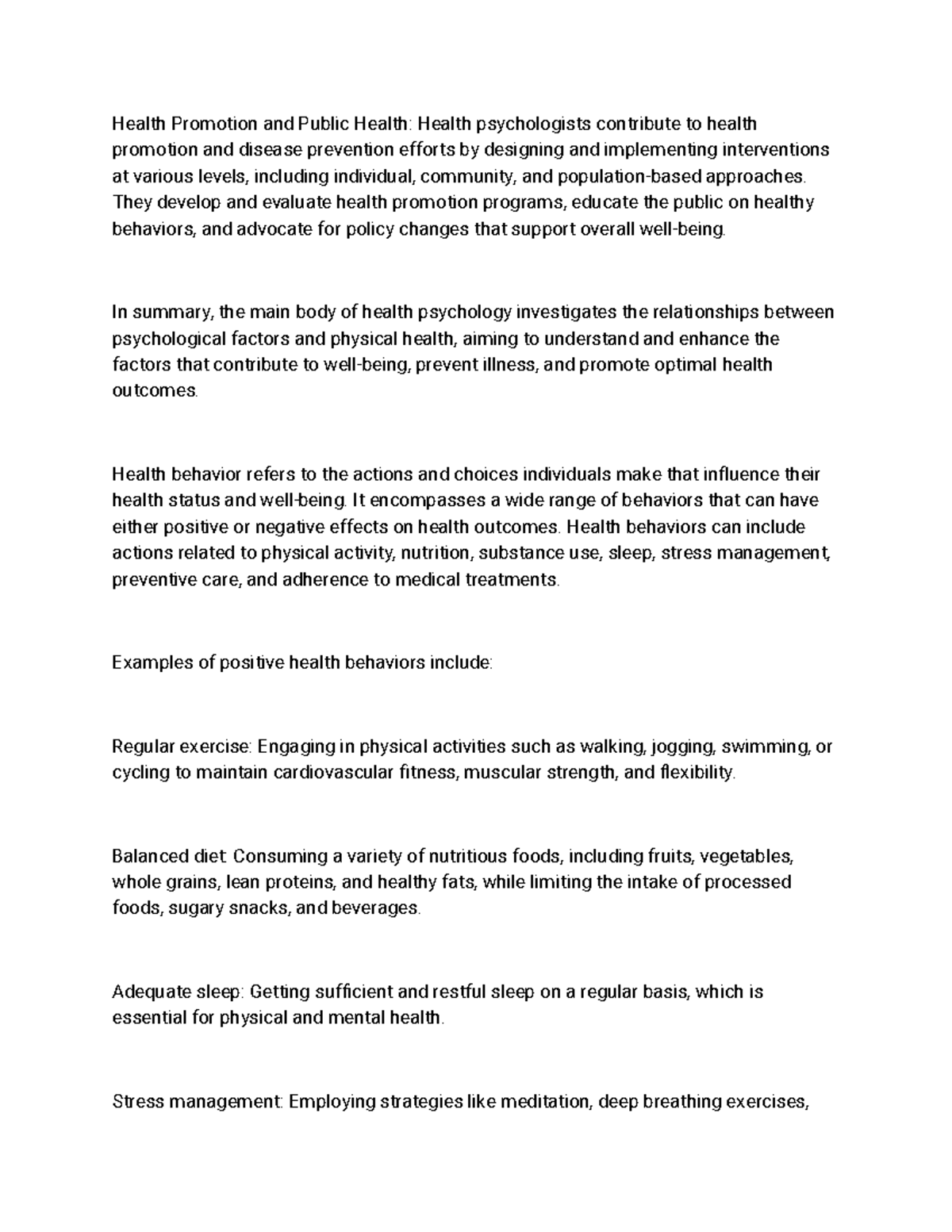 Health Psychology-14 - Health Promotion and Public Health: Health ...