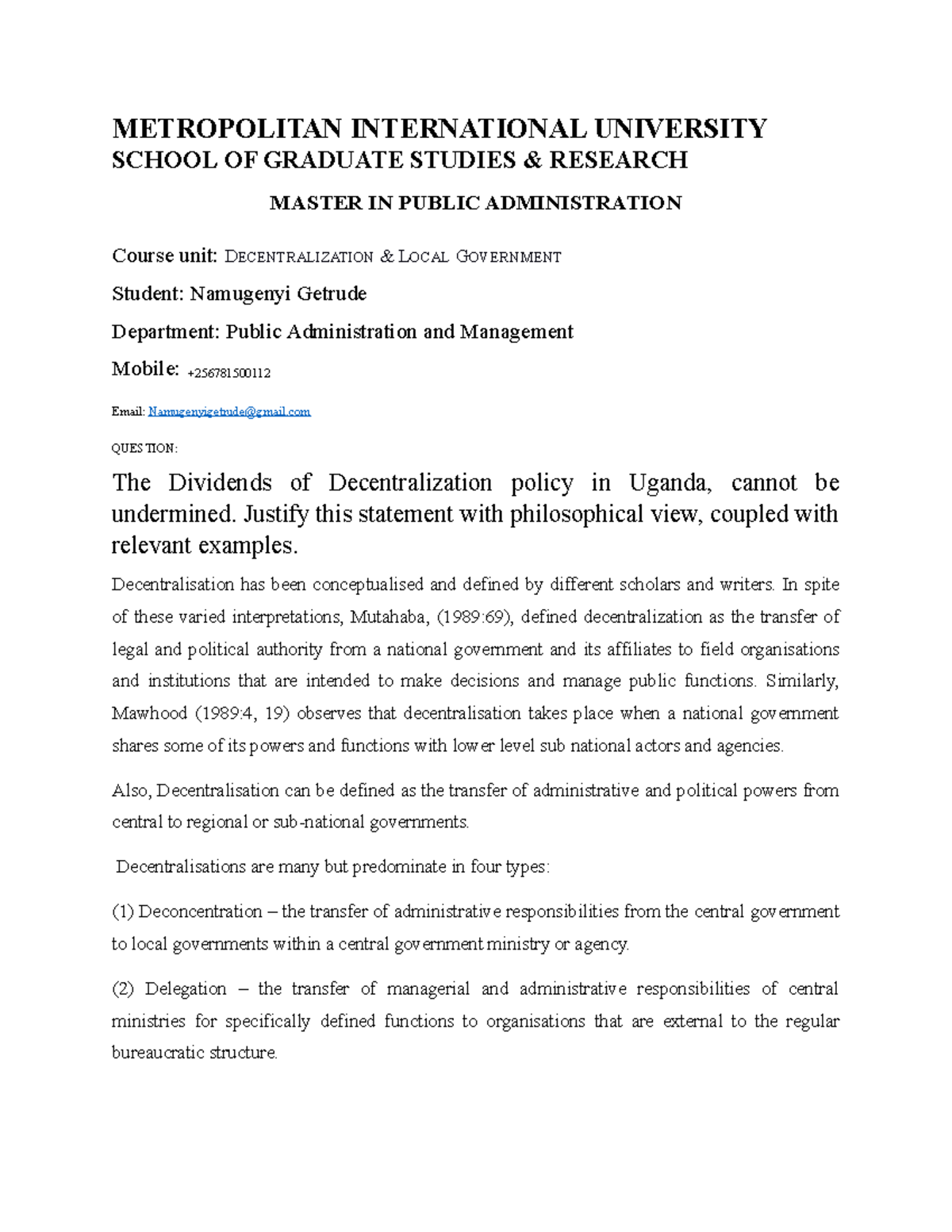 Dividends - ASSIGNMENTS - METROPOLITAN INTERNATIONAL UNIVERSITY SCHOOL ...