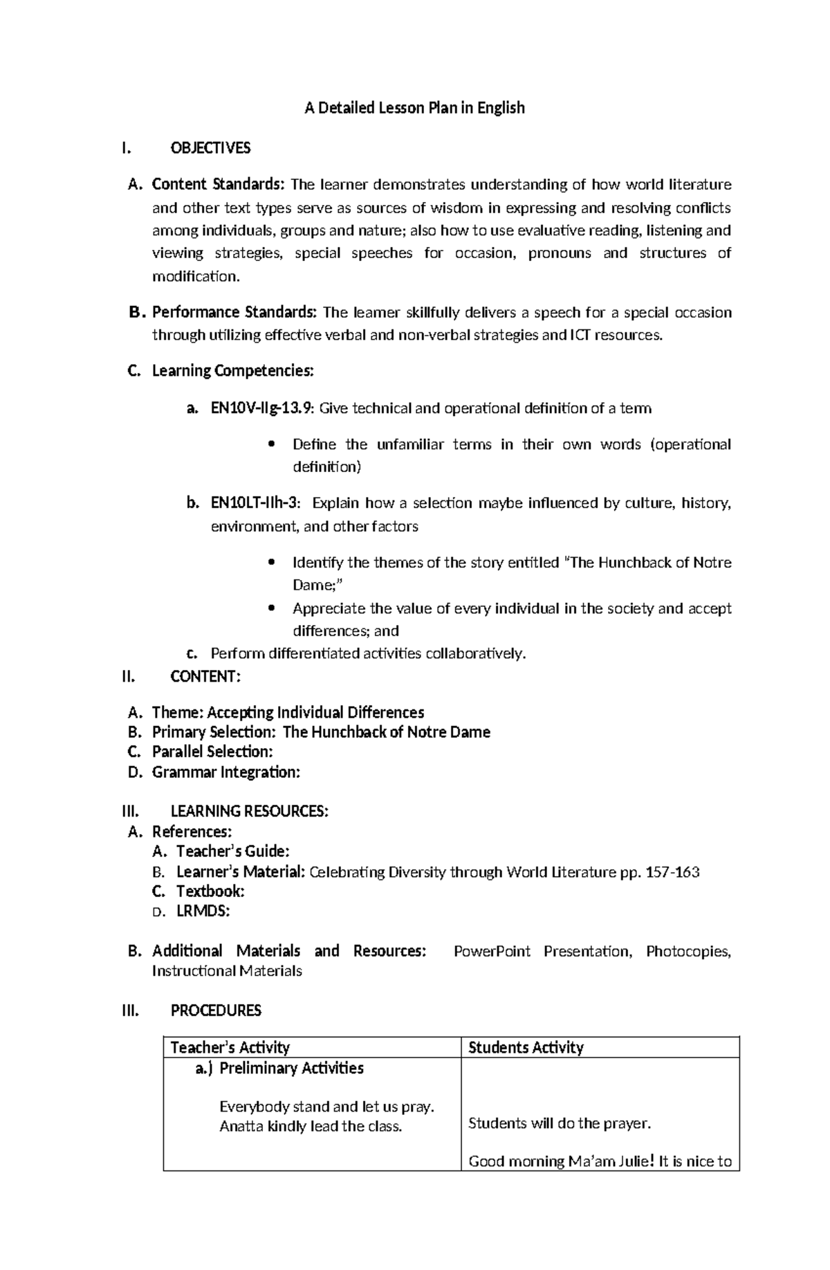 Final DEMO Edited - lesson plan in english - A Detailed Lesson Plan in ...