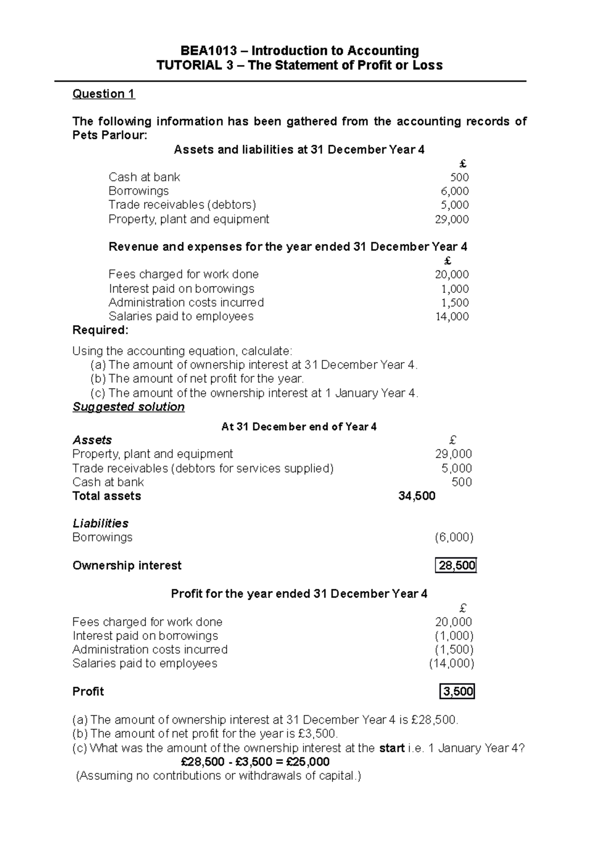 Tutorial week 4 - solution - BEA1013 – Introduction to Accounting ...