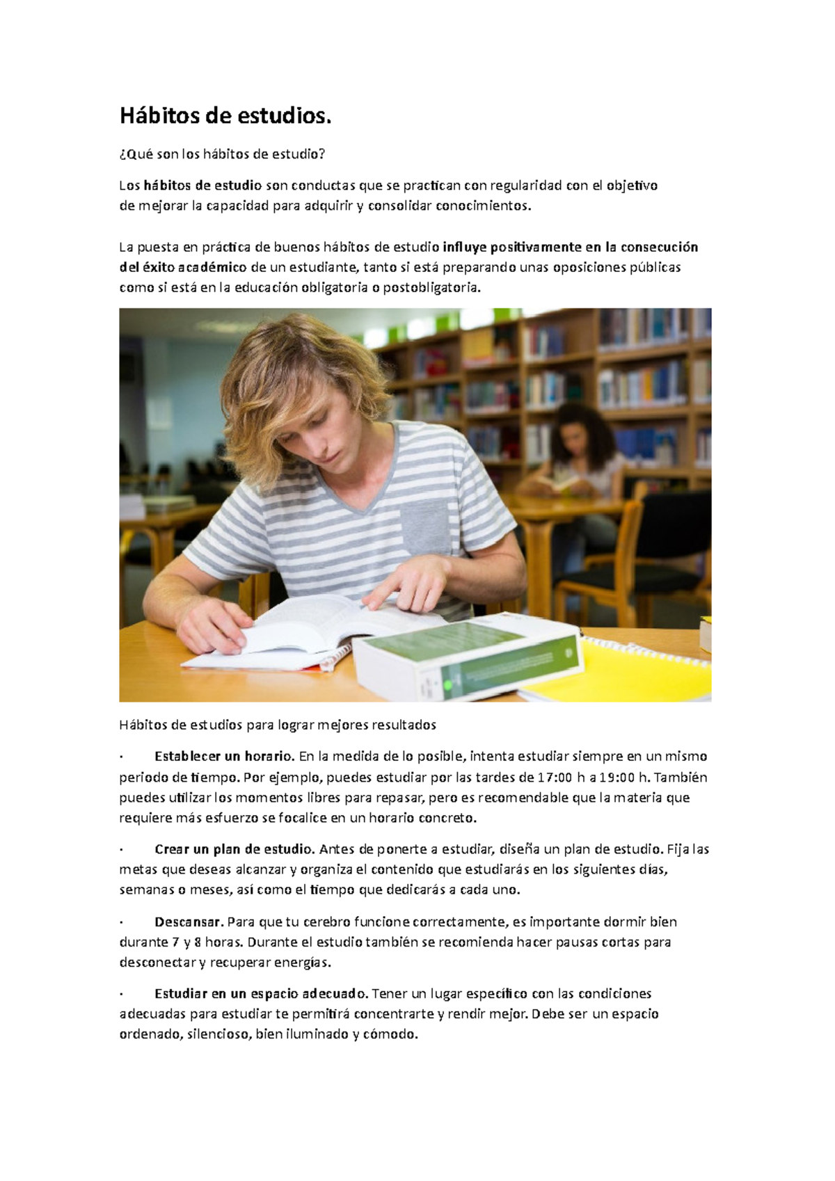 Habitos de estudio - practica - Hábitos de estudios. ¿Qué son los ...
