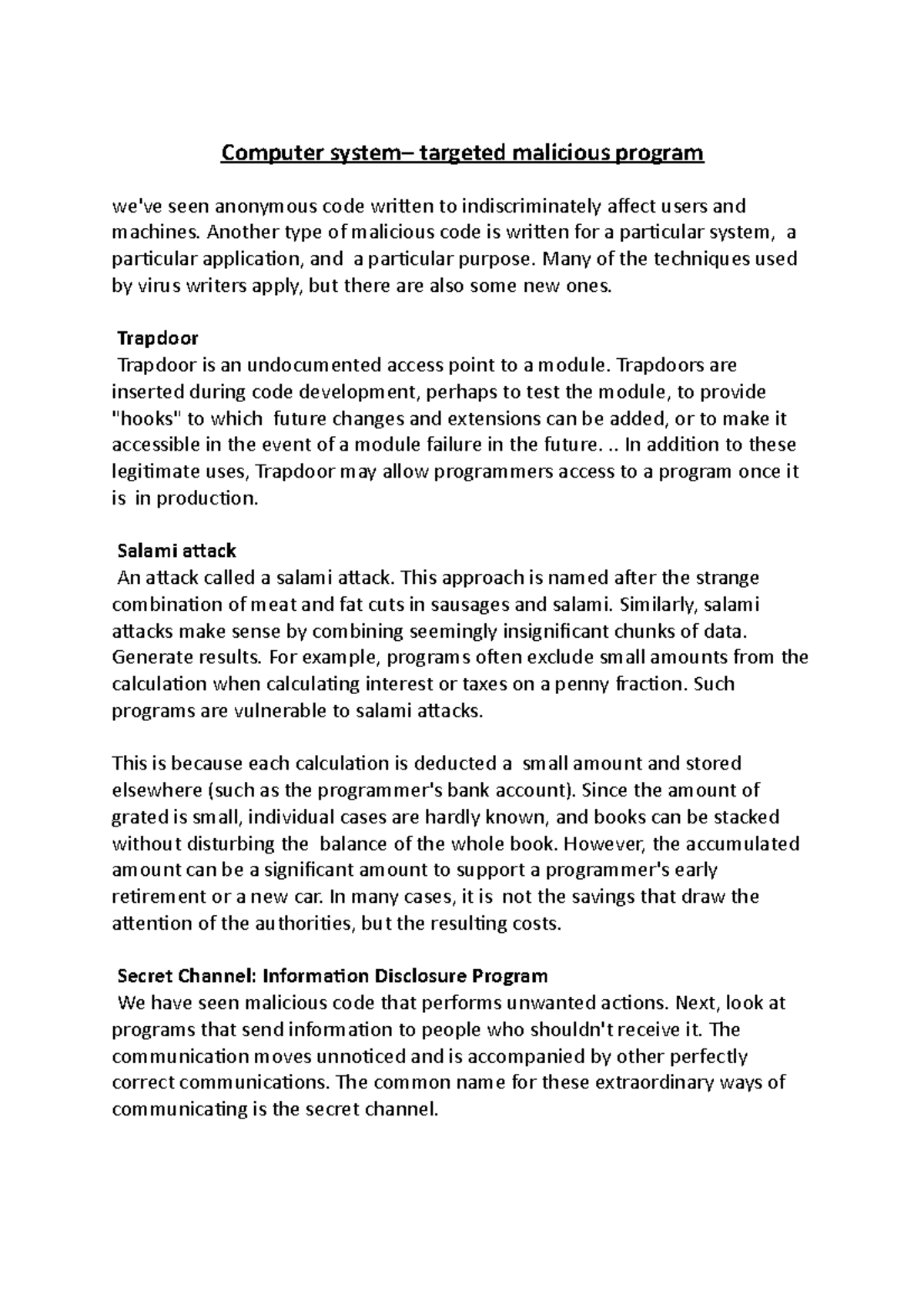 Computer system– targeted malicious program - Computer targeted ...