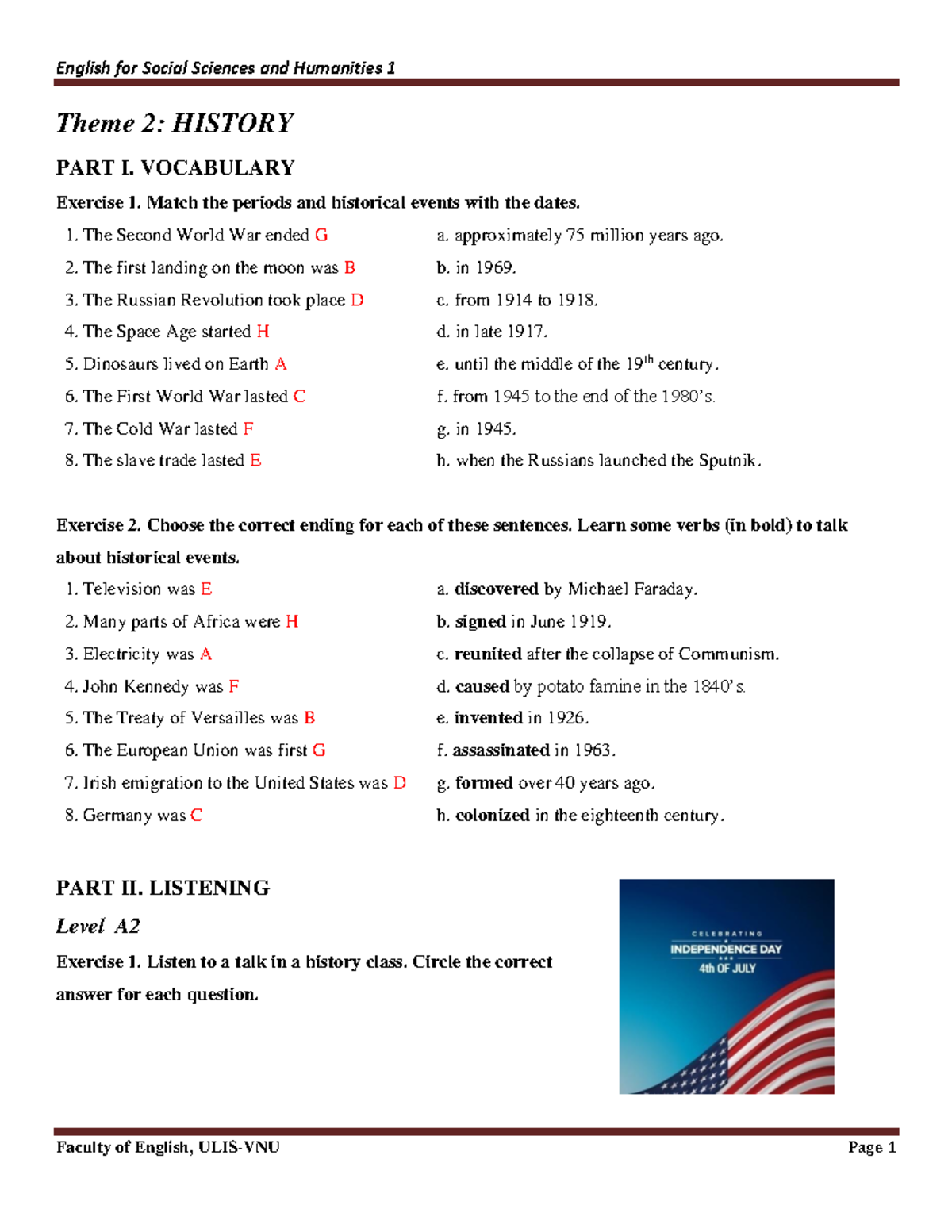 Theme 2 pdfsethegfh hdrthth - Theme 2: HISTORY PART I. VOCABULARY ...