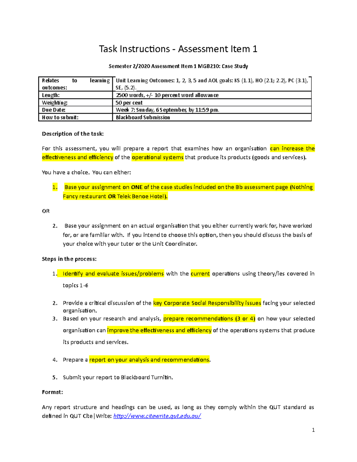 Assessment 1 - Task instructions S2 2020 - Task Instructions ...