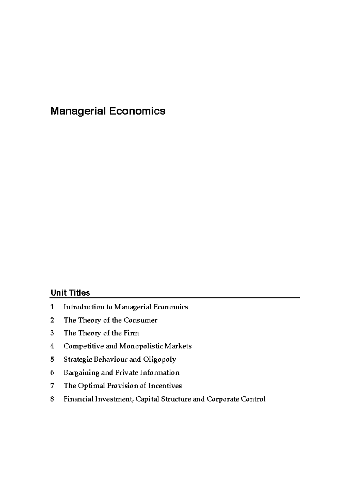 Managerial ECO - Helpful in Economy Classes - Managerial Economics Unit ...