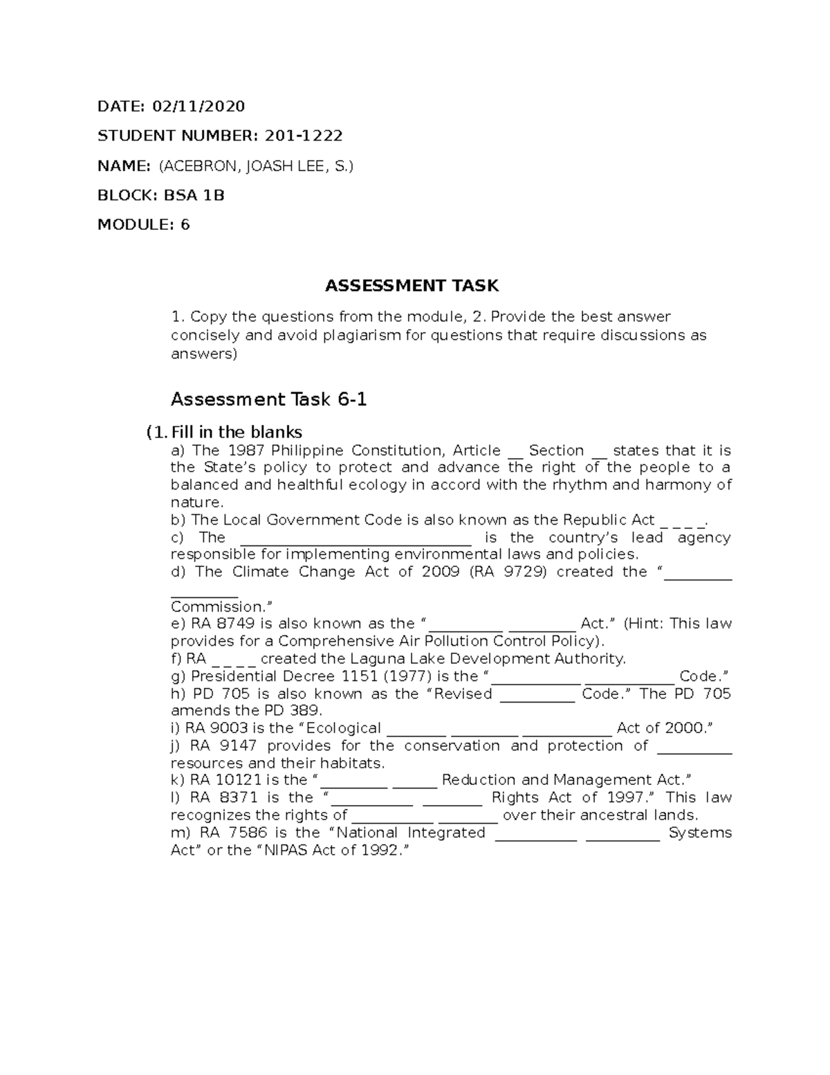 MST01_ModuleNo.6_Assessment_Task.docx - DATE: 02/11/ STUDENT NUMBER ...