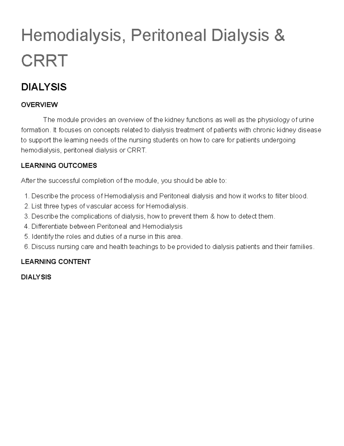 Hemo - Hemo - Hemodialysis, Peritoneal Dialysis & CRRT DIALYSIS ...
