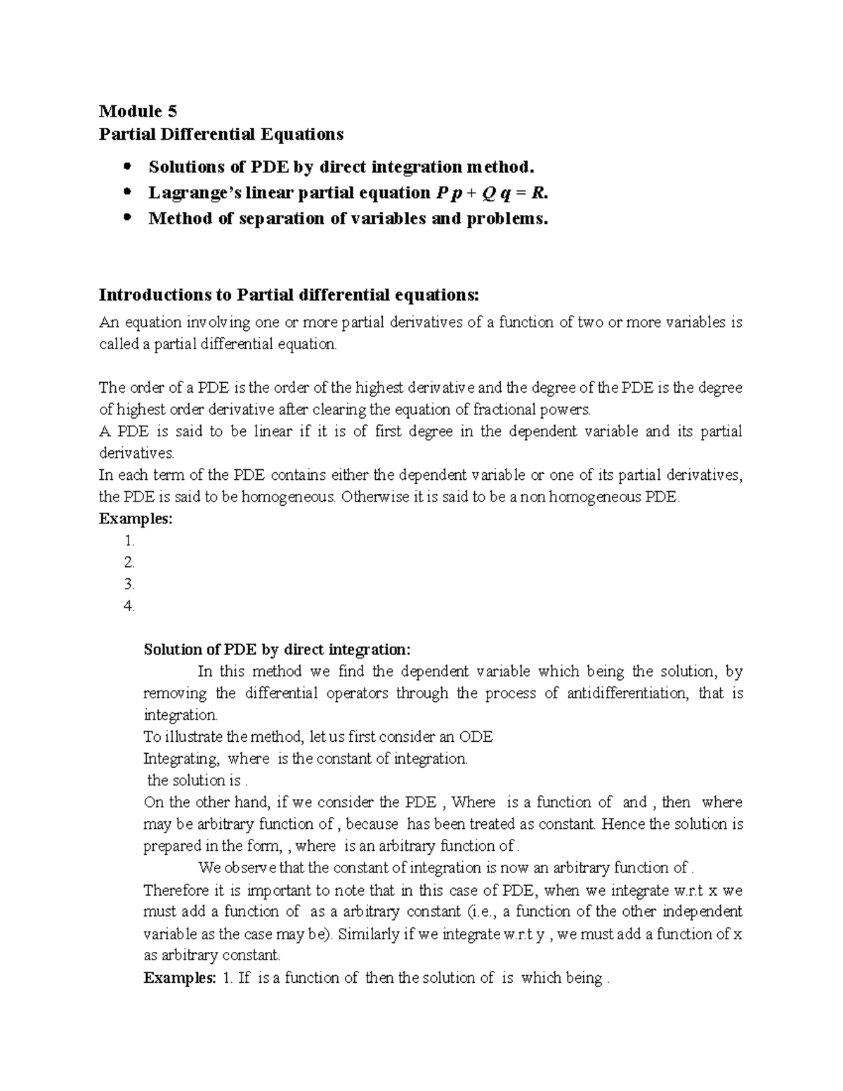 Partial differntial equations(Module-5) - Module 5 Partial Differential Equations Solutions of ...