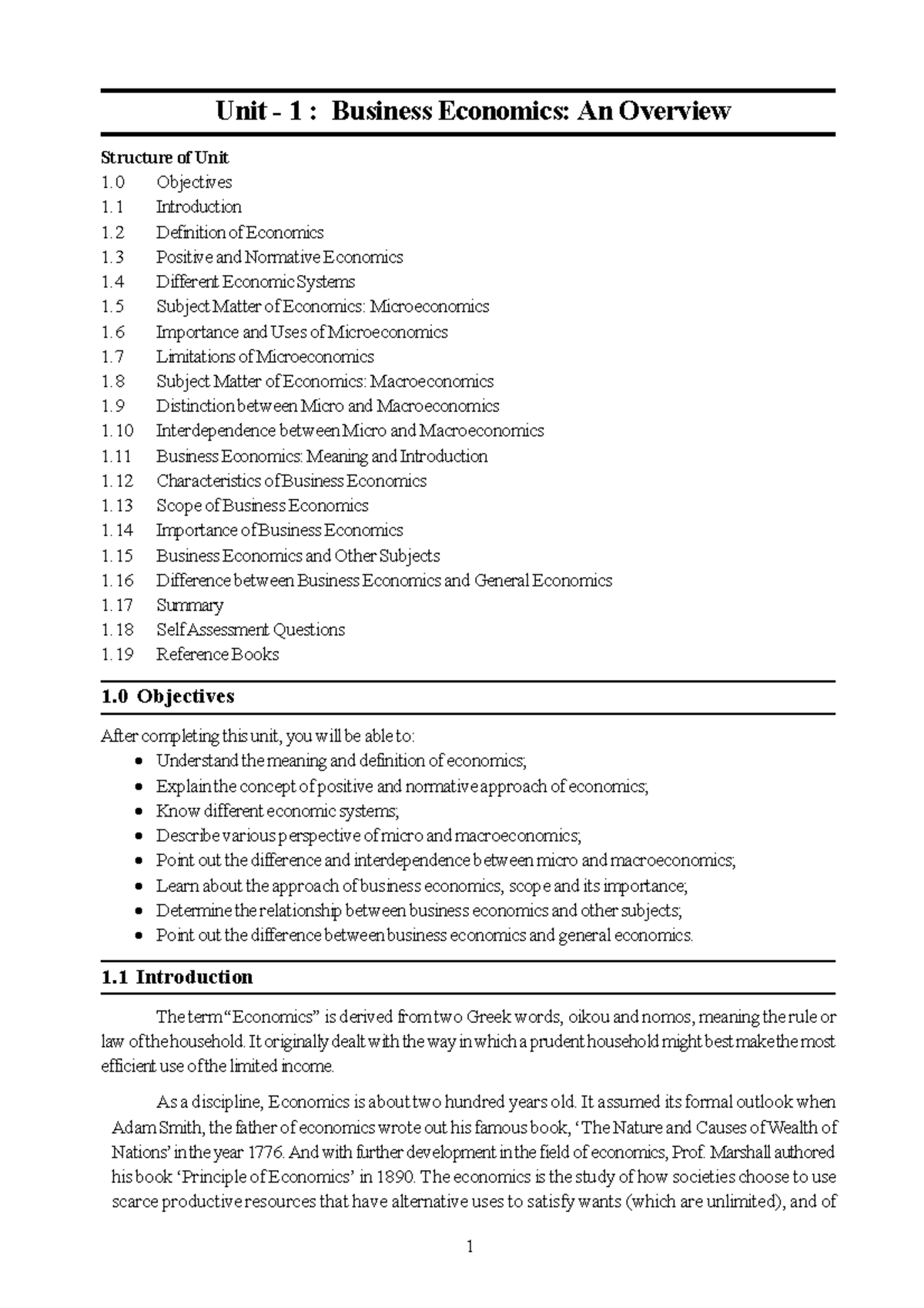 Business Economics: An Overview - Unit - 1 : Business Economics: An ...