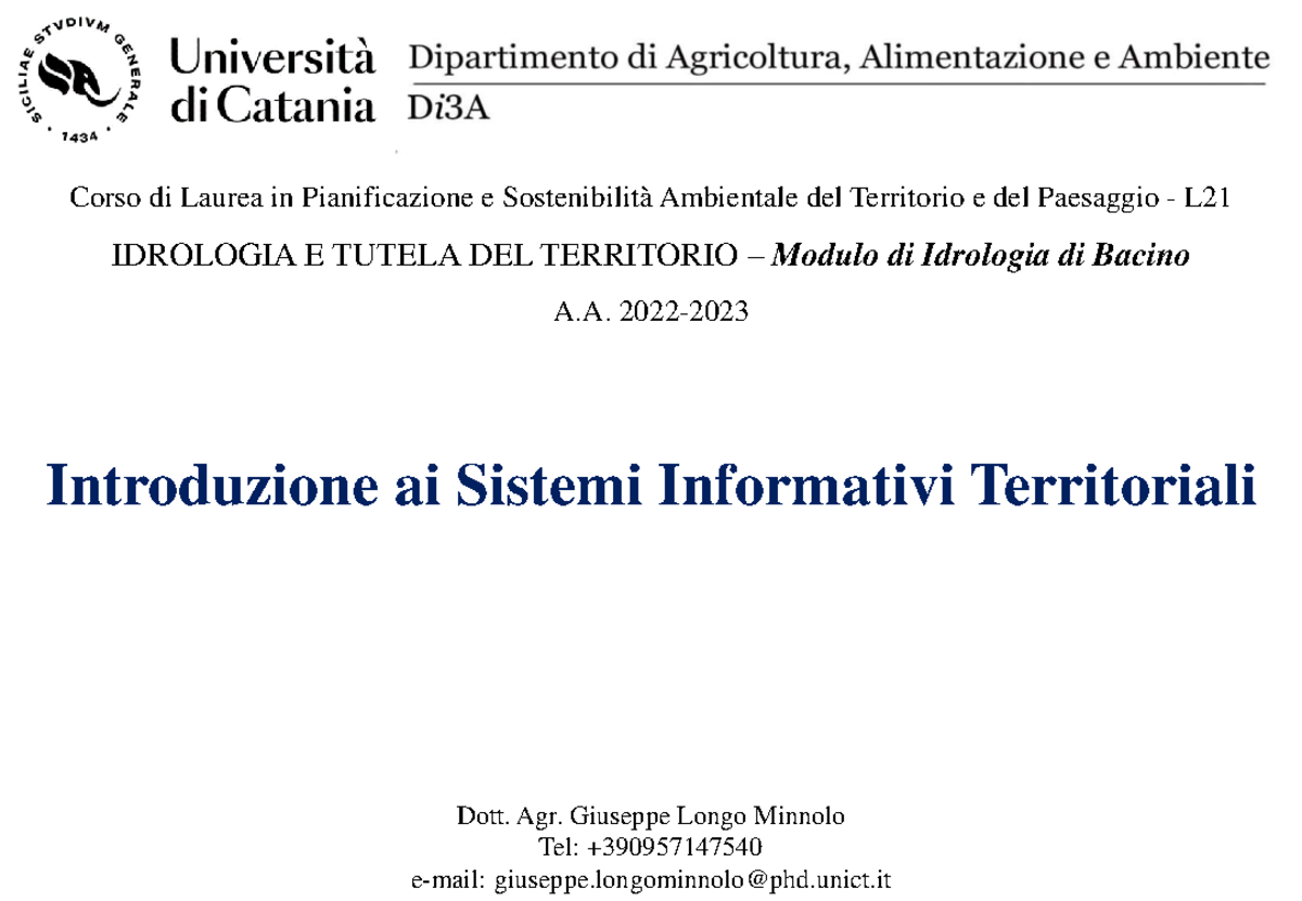 1. Introduzione AI Sistemi Informativi Territoriali - Introduzione ai ...