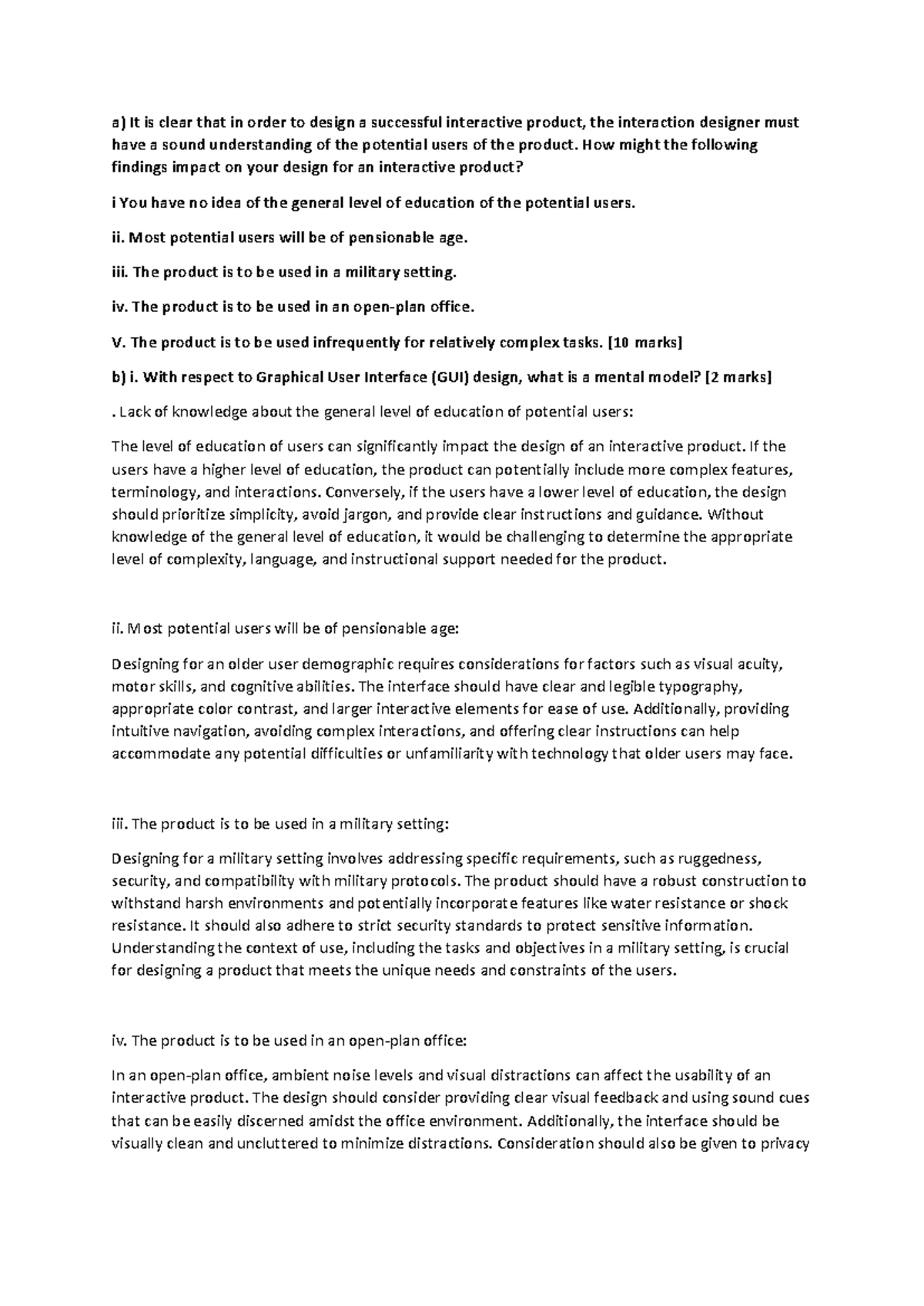 Hci answers - a) It is clear that in order to design a successful interactive product, the - Studocu