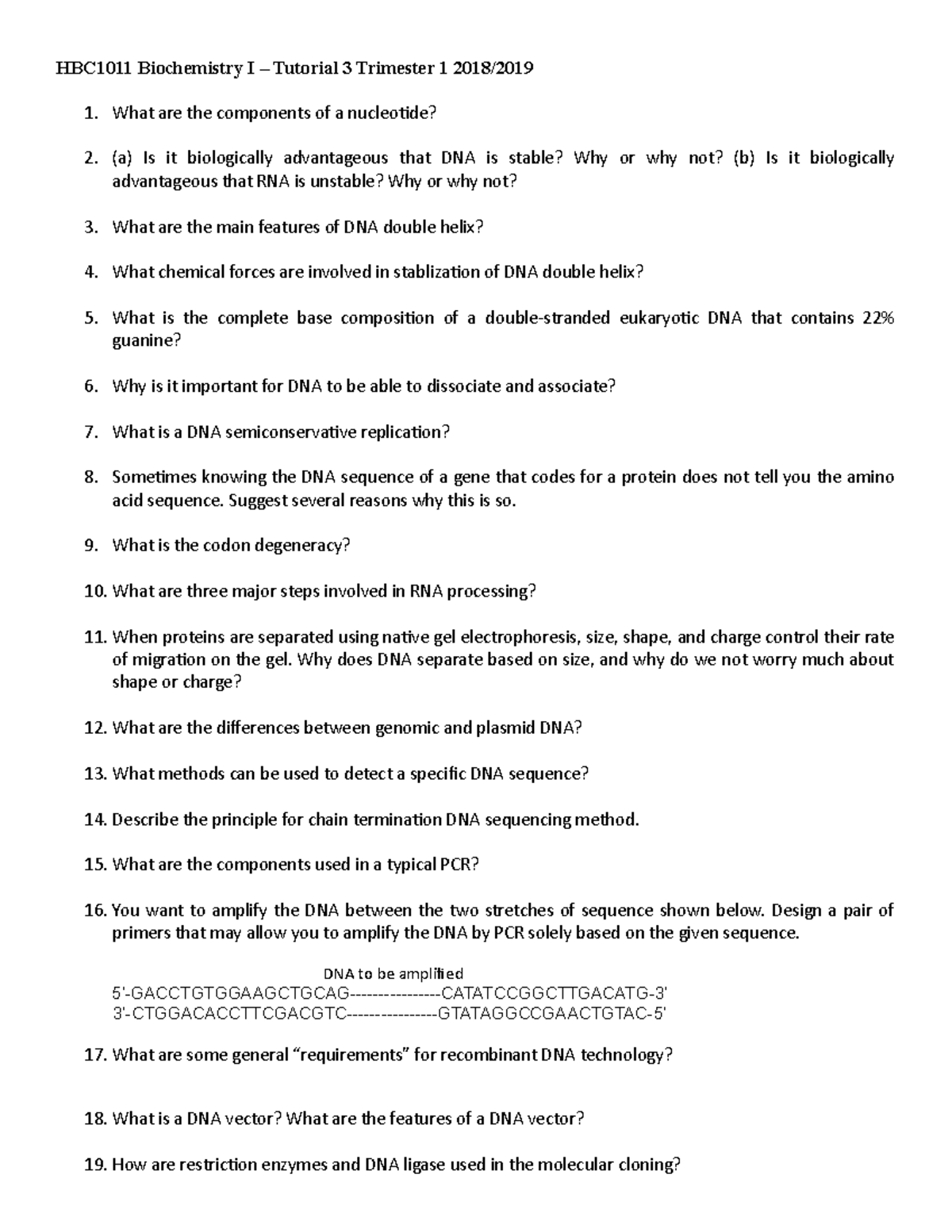 227056 HBC1011 Biochemistry I – Tutorial 3(Question) - HBC1011 ...