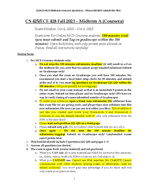 HW2 Solutions CS425 FA23 - HW2 Solutions: CS425 FA (Solution and ...