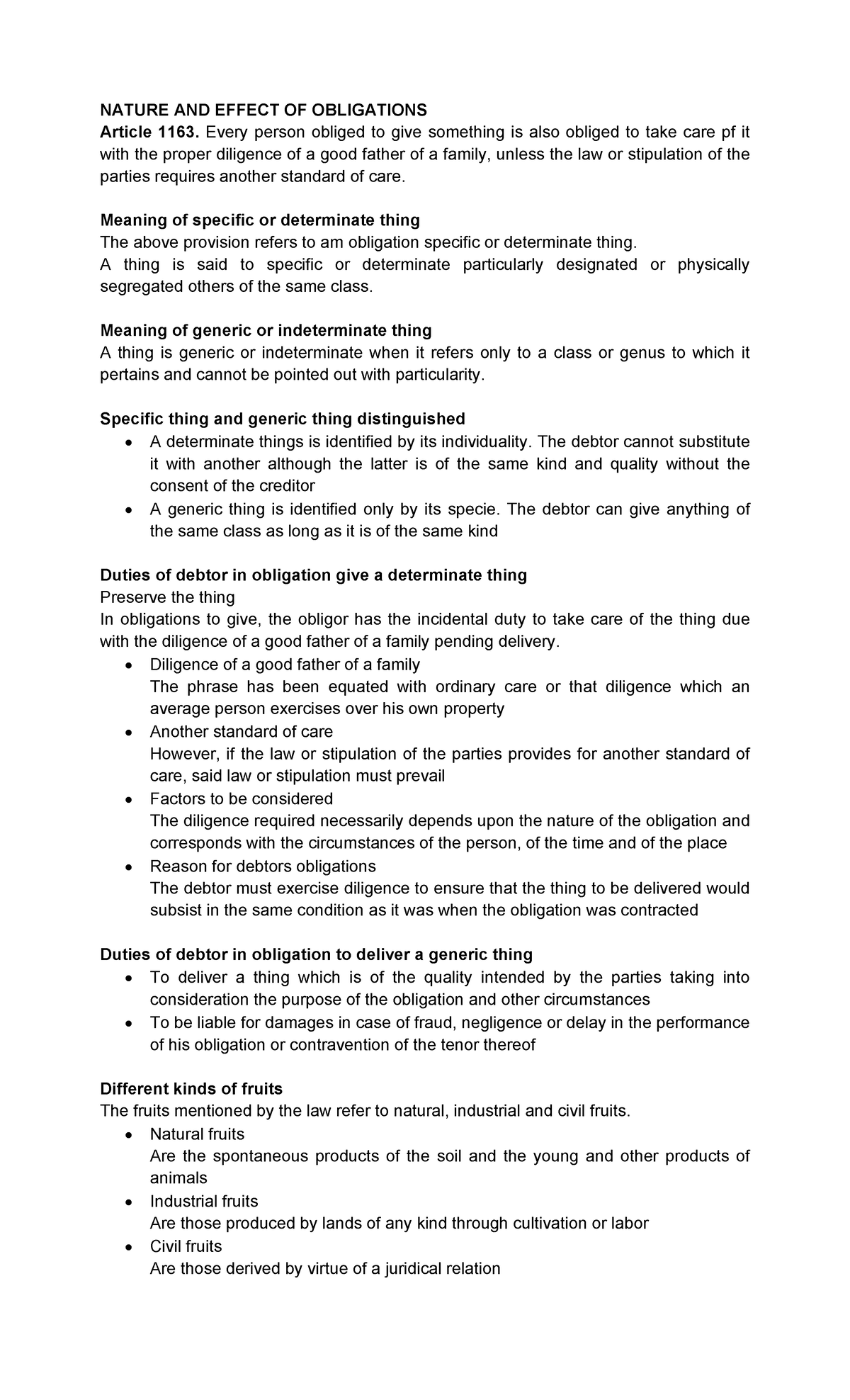Nature AND Effect OF Obligations - NATURE AND EFFECT OF OBLIGATIONS ...