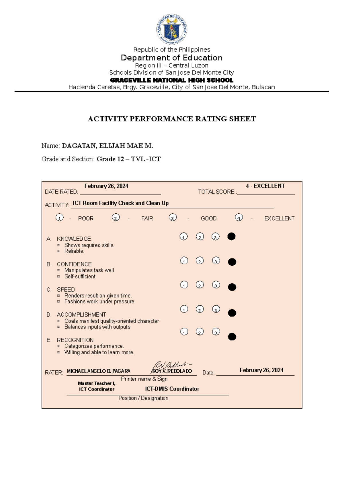 Activity Performance Rating Sheet 2024 - Department of Education Region ...