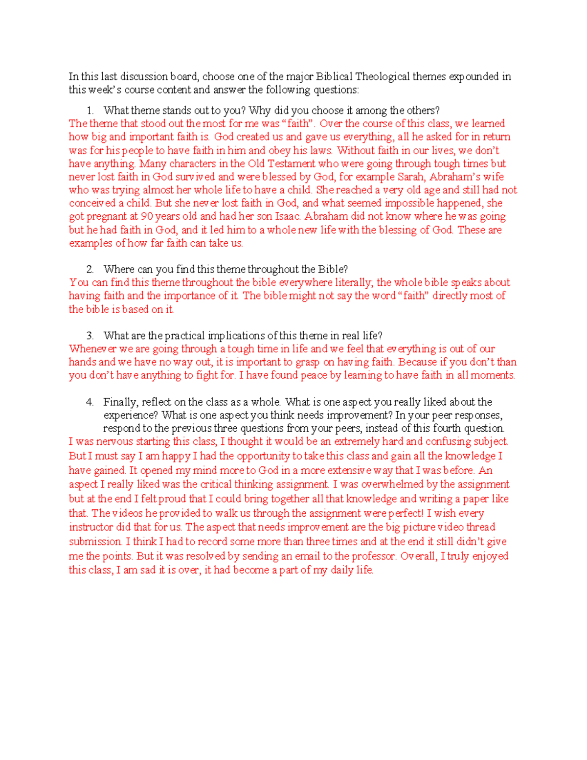 Discussion 8 - In this last discussion board, choose one of the major ...