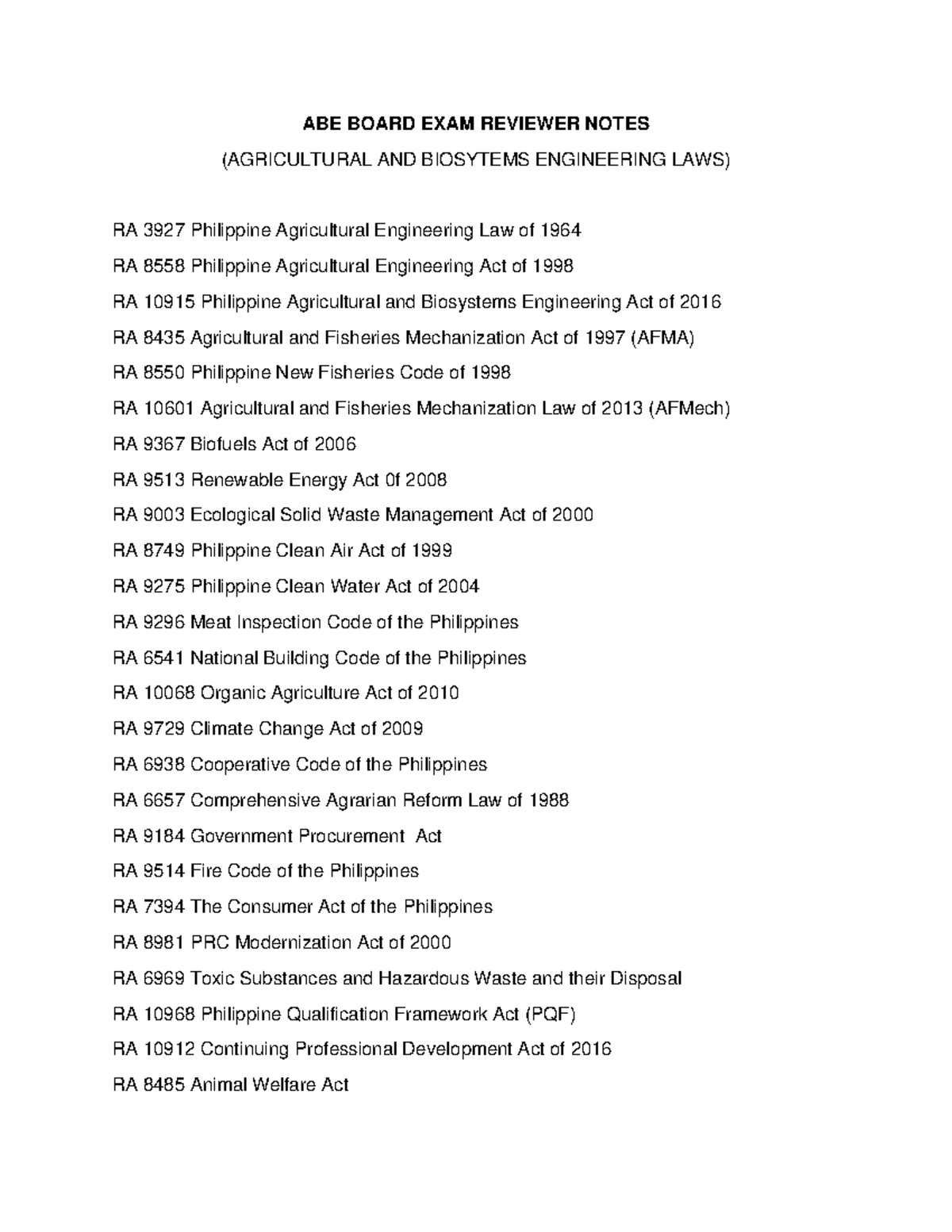 ABE Board EXAM Reviewer Notes - ABE BOARD EXAM REVIEWER NOTES ...