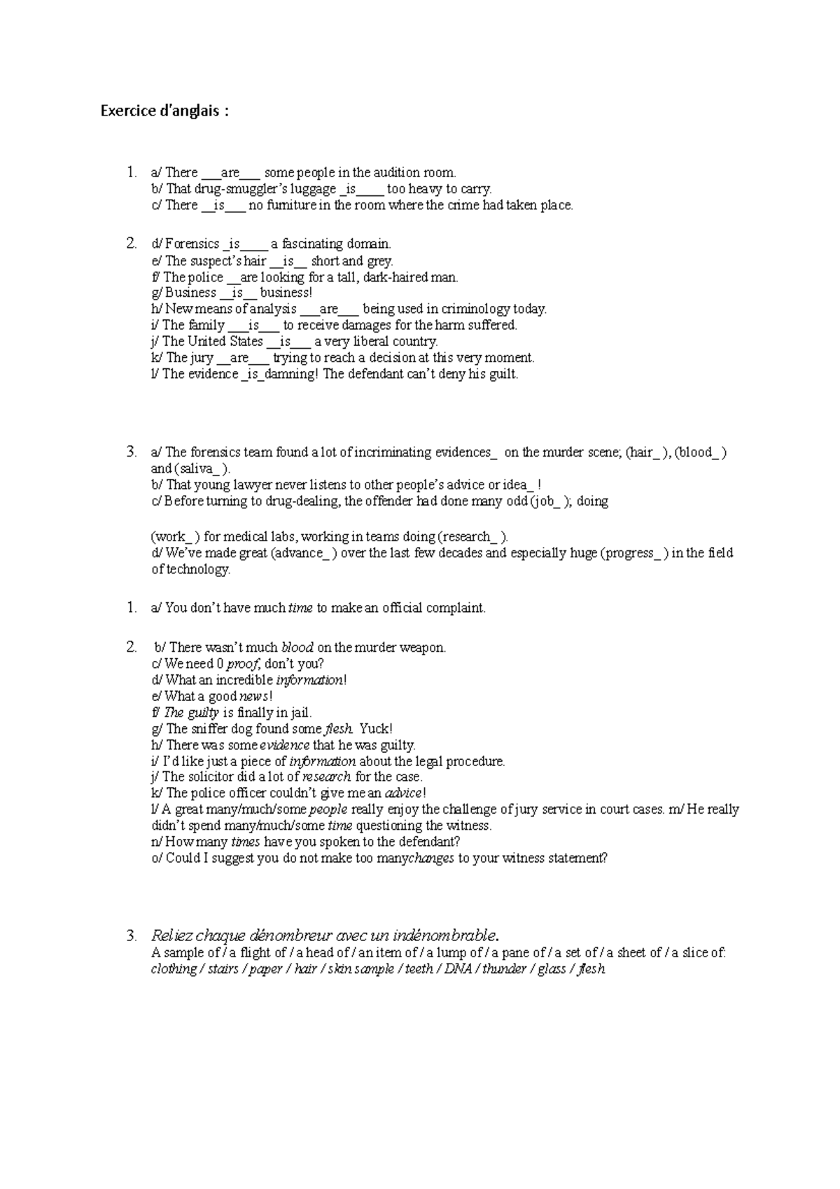 Exercice d'anglais - English class, very simple, it's abordable for ...