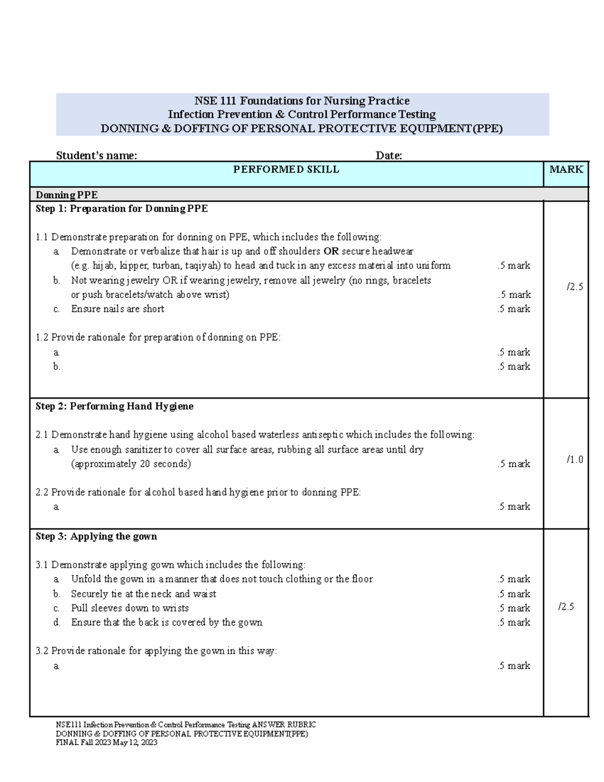 Student Version for Posting - Final - Infection Prevention Control ...
