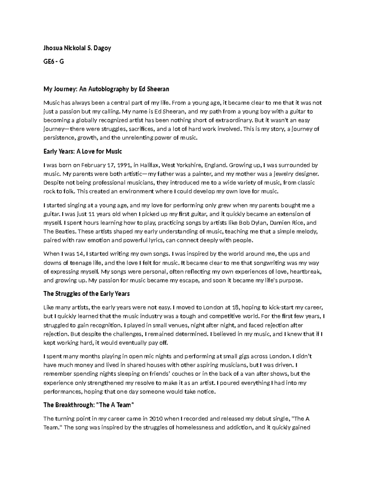 Dagoy Act6 - Use of ChatGPT - Jhosua Nickolai S. Dagoy GE6 - G My ...