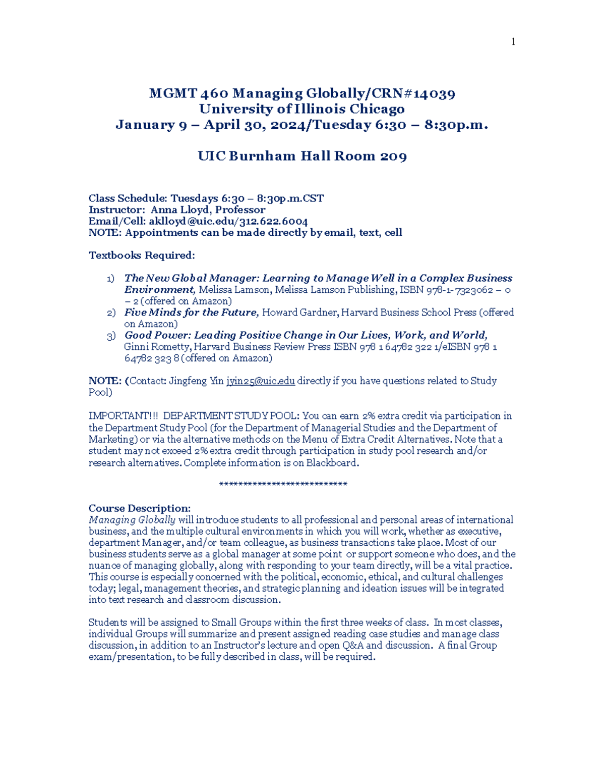 UIC.MGMT460.14039 - book - MGMT 460 Managing Globally/CRN# University ...